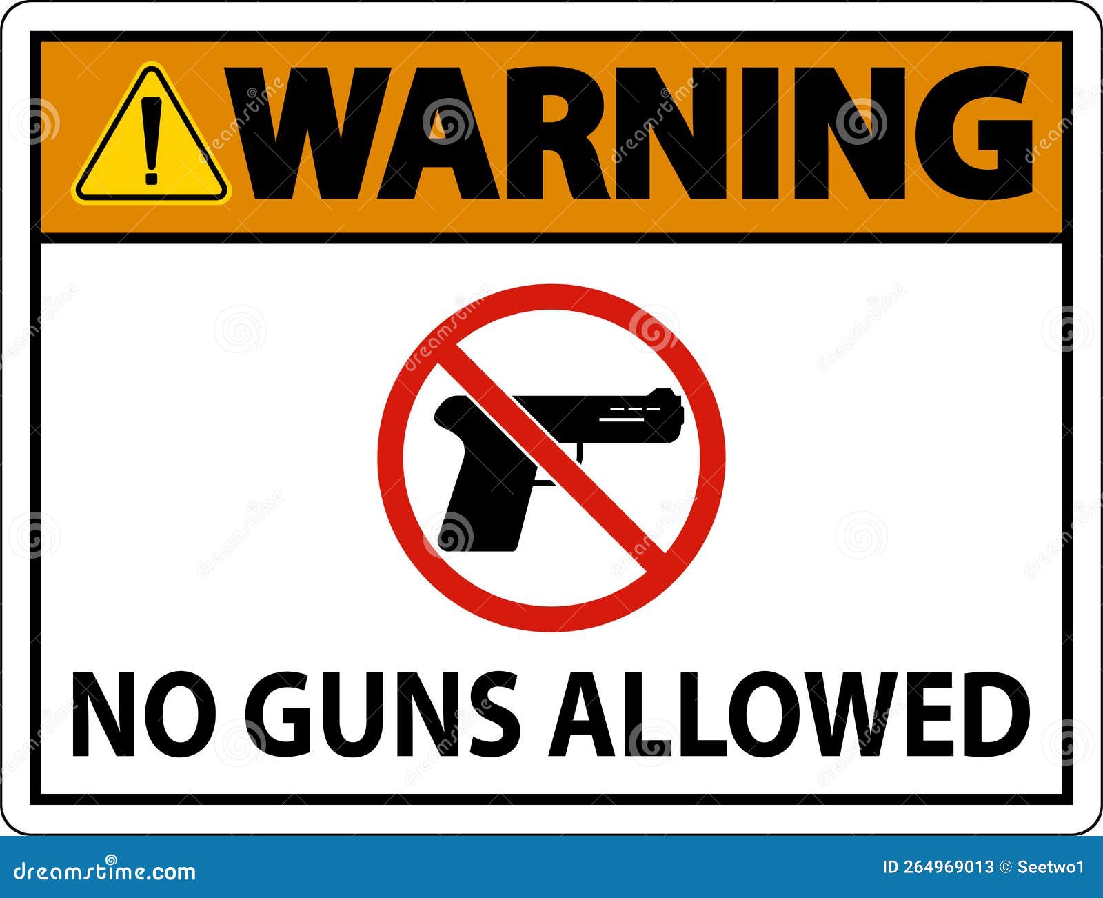 No Gun Rules Sign, Warning No Guns Allowed Stock Vector - Illustration ...