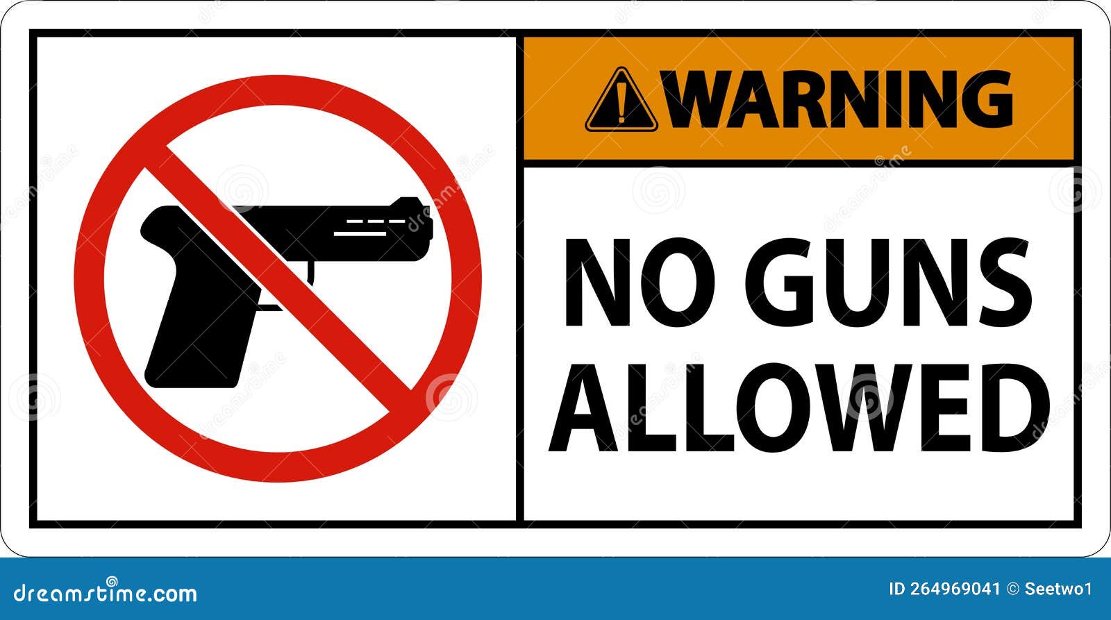 No Gun Rules Sign, Warning No Guns Allowed Stock Vector - Illustration ...