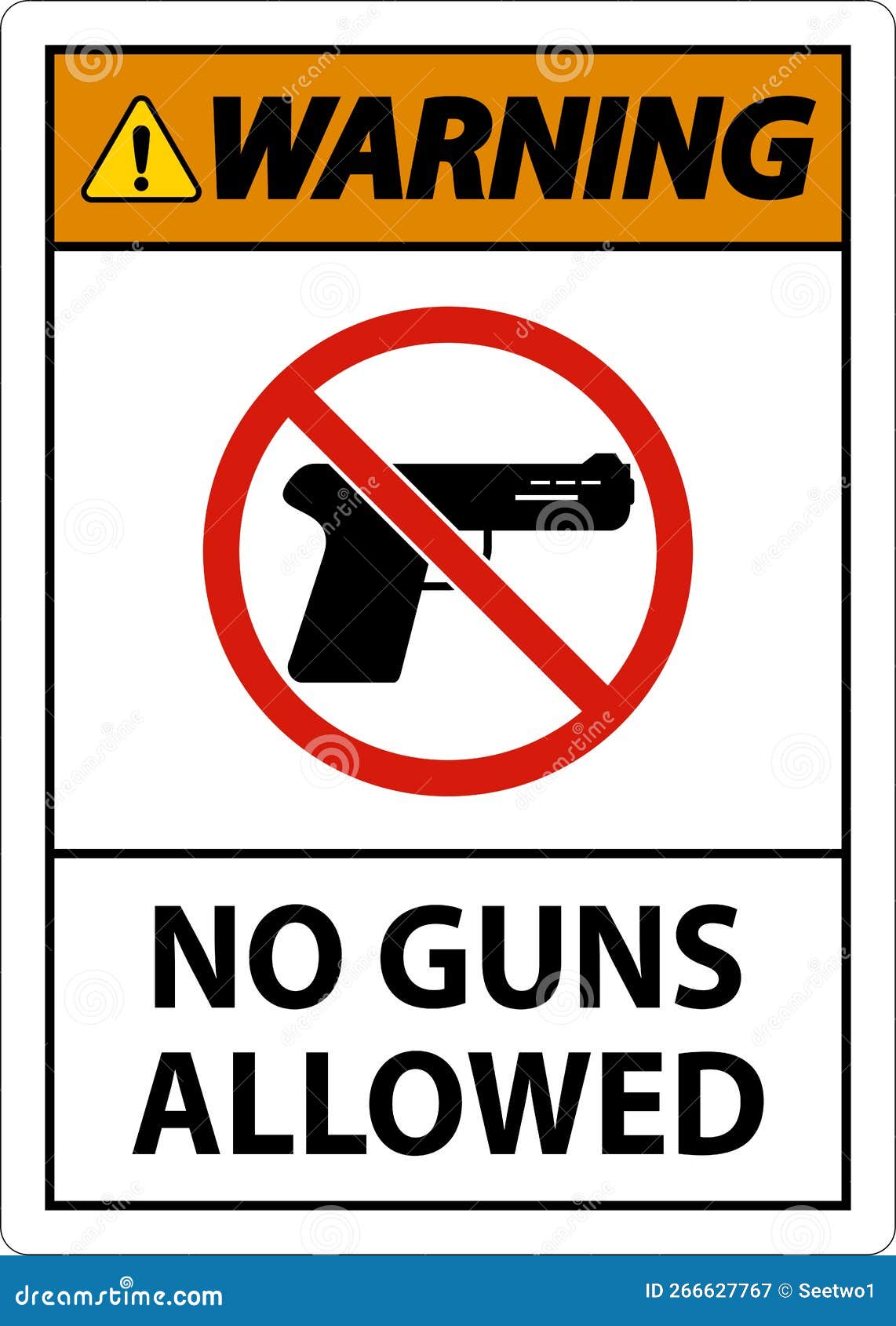 No Gun Rules Sign, Warning No Guns Allowed Stock Vector - Illustration ...