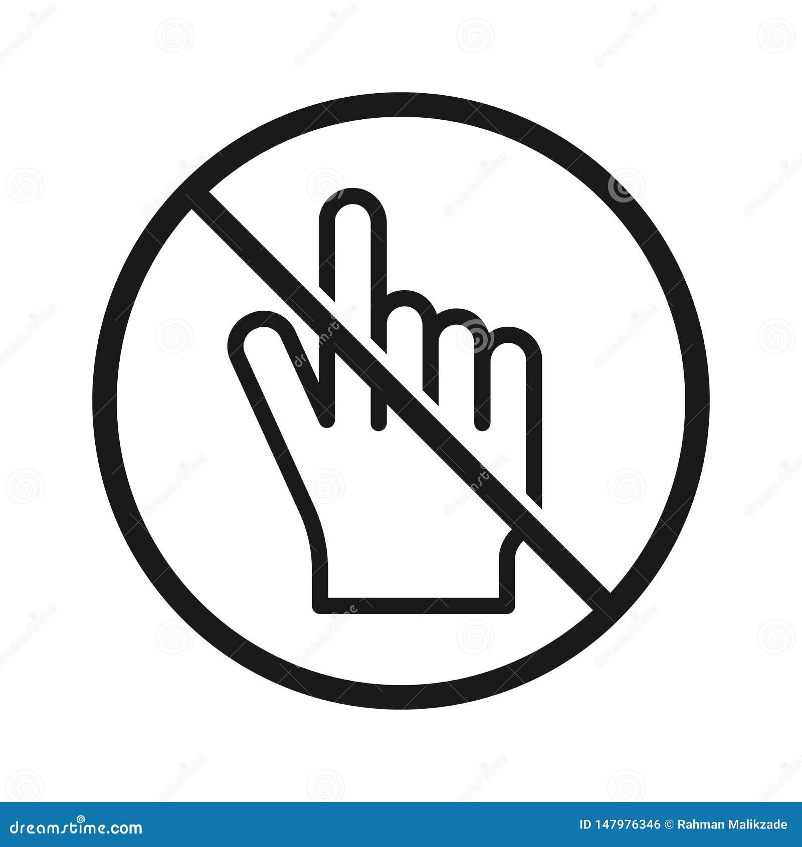 No Hand Cursor Sign Vector Icon. Do Not Touch or Press Stock Vector ...