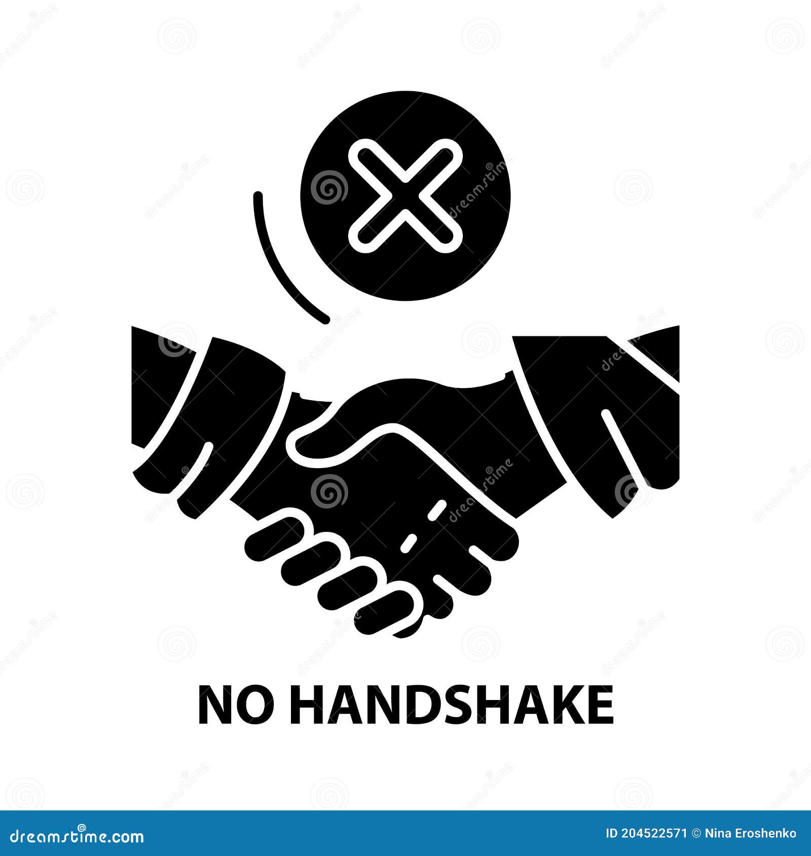 No Handshake Icon, Black Vector Sign with Editable Strokes, Concept ...