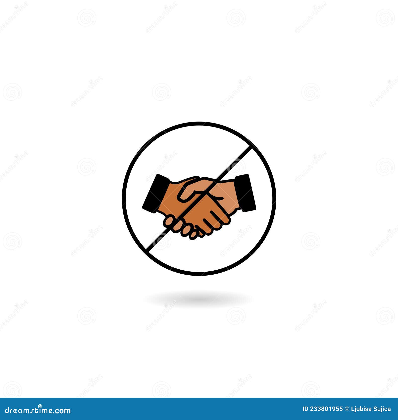 No Handshake Icon with Shadow Isolated on White Background Stock Vector ...