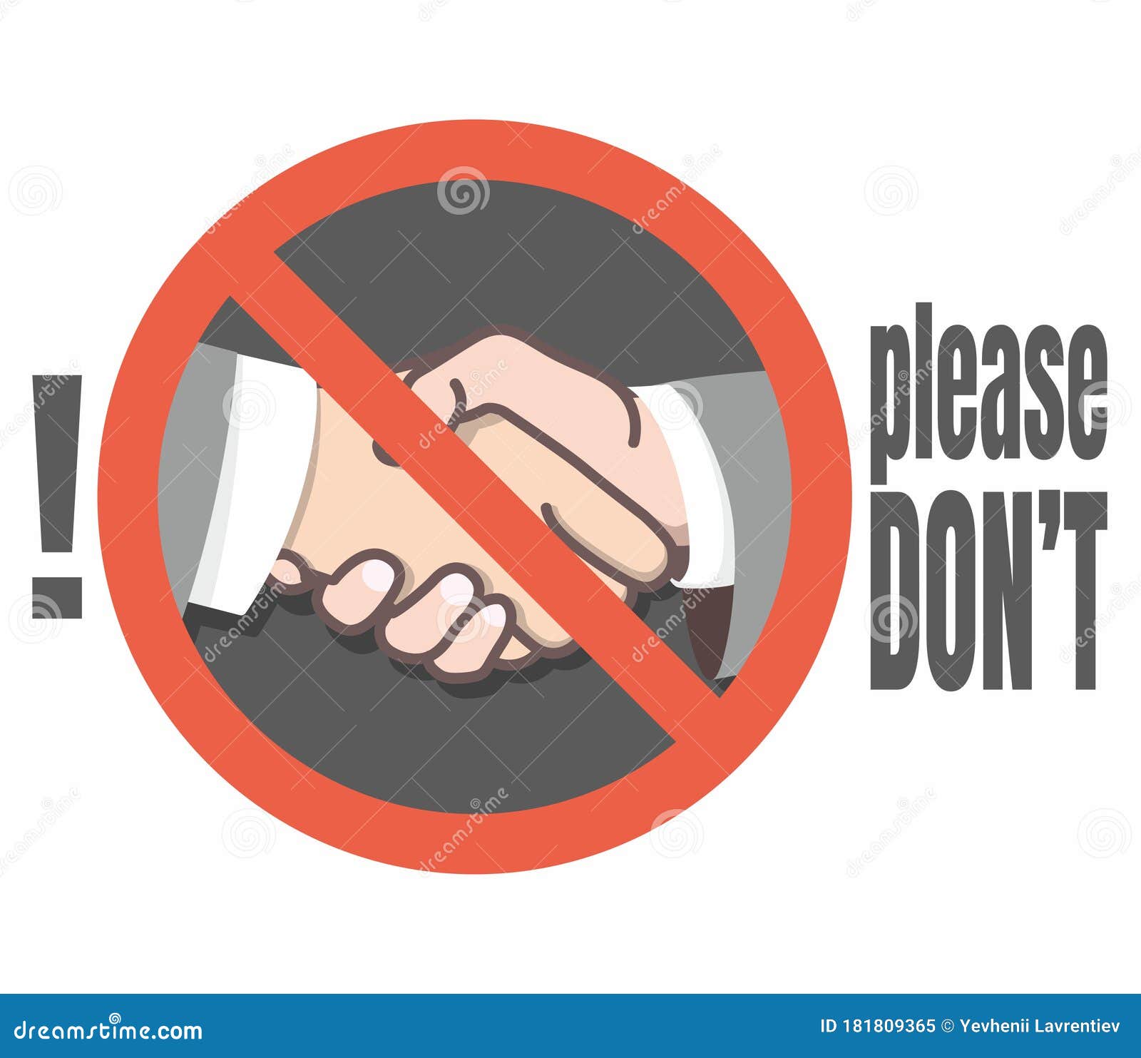 No Handshake Sign on a Dark Background. Horizontal Vector Flat ...