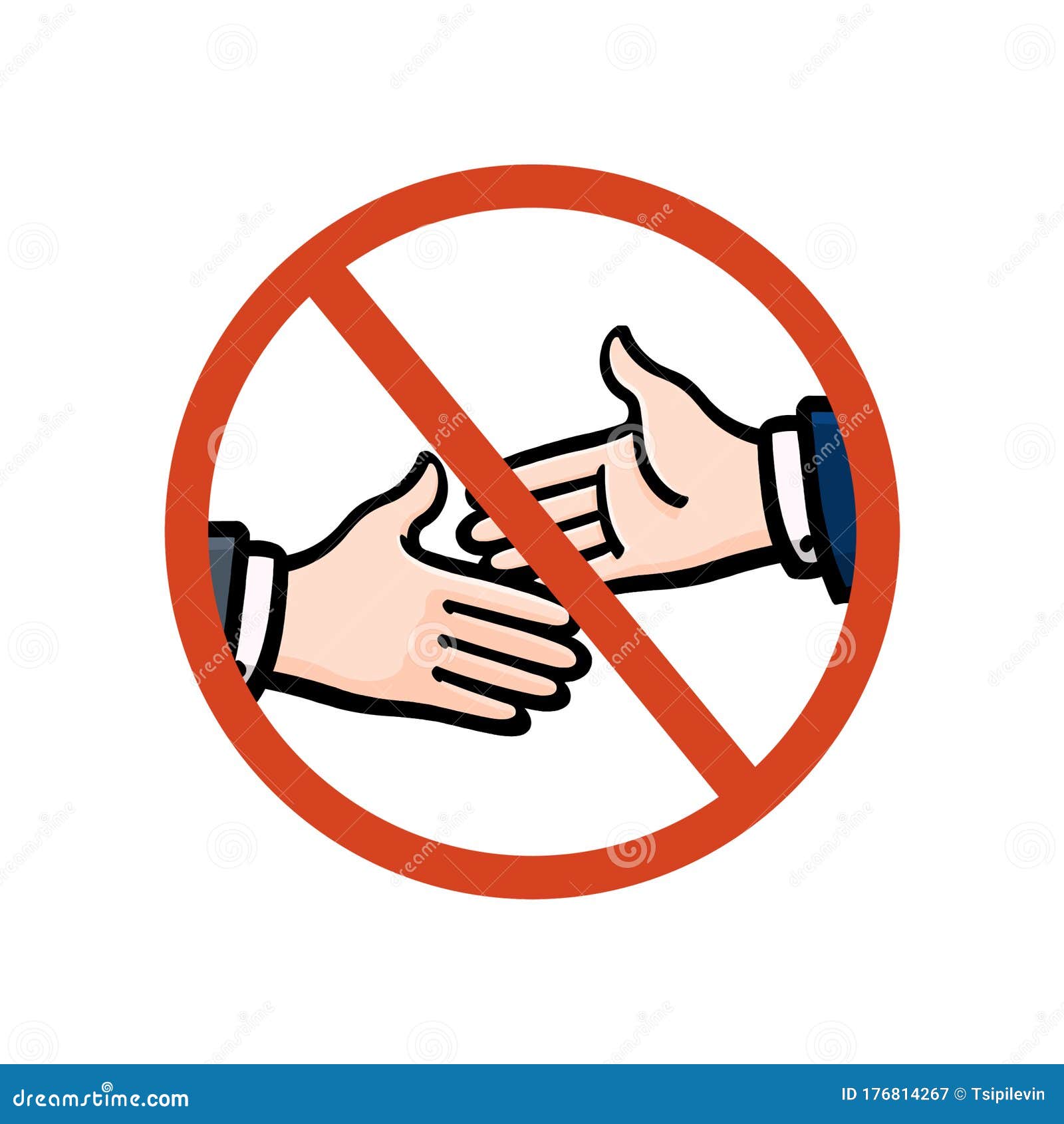 No Handshake Sign on White Background Stock Illustration - Illustration ...