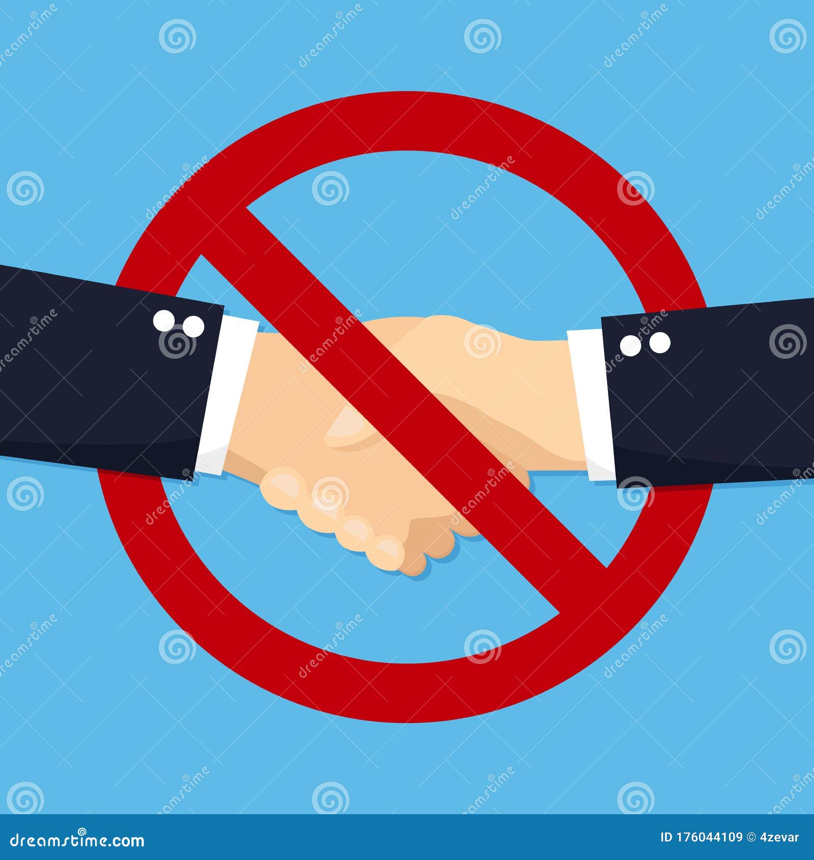 No Handshake for Virus in a Flat Design. Vector Illustration Icon Stock ...