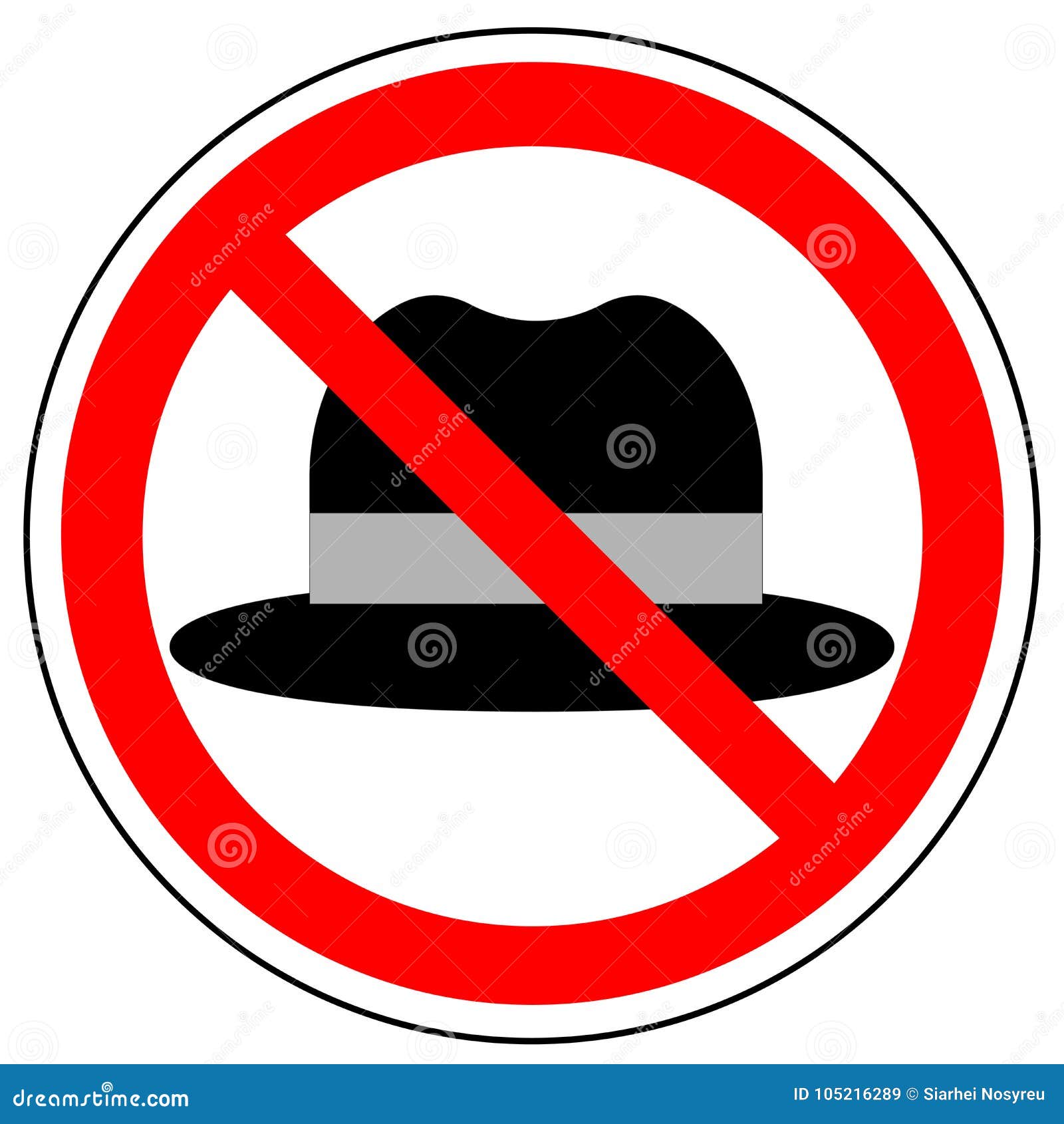 No Hat, Prohibition Sign, Vector. Stock Vector - Illustration of ...