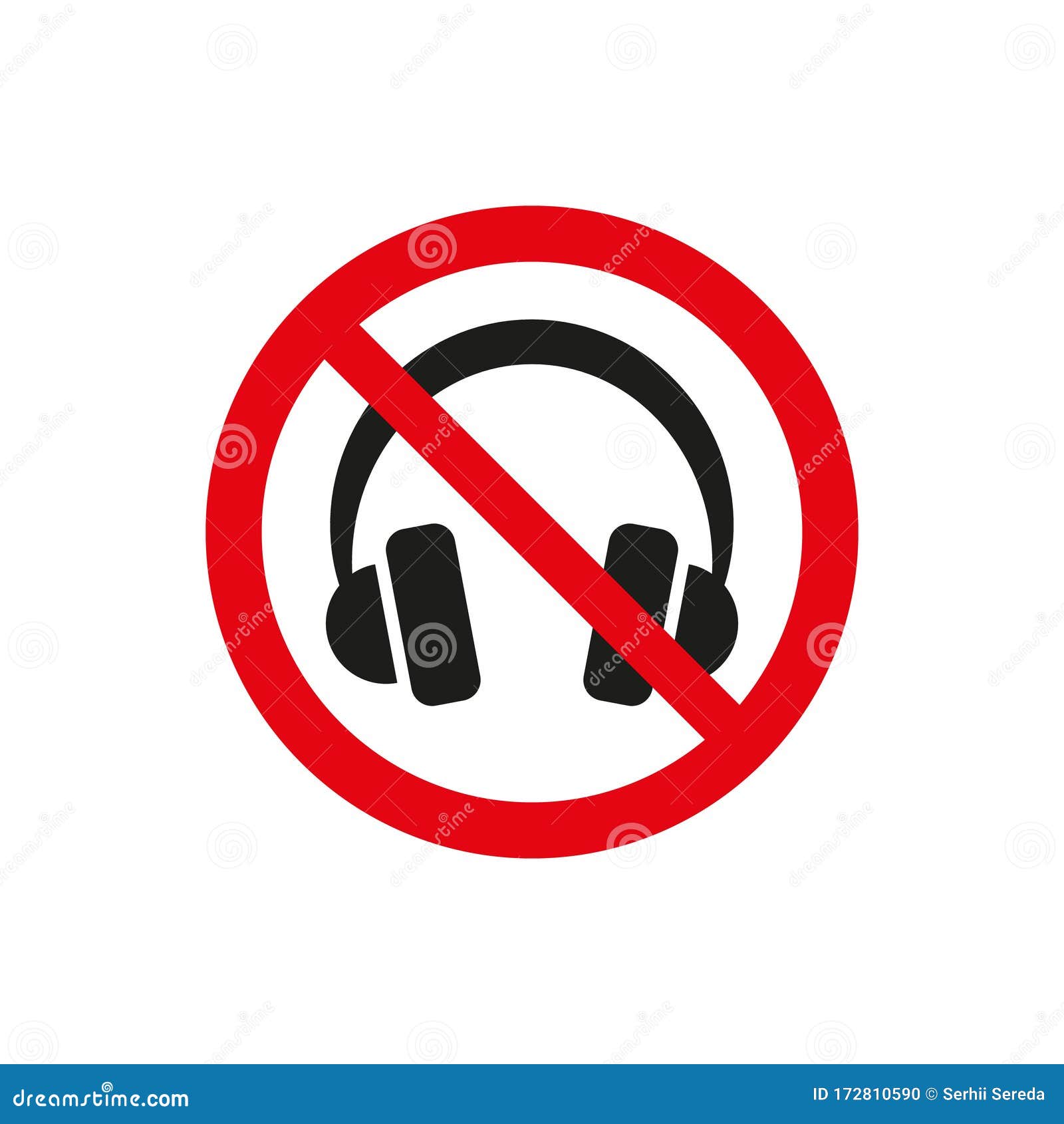 No Headphones Sign on White Background Stock Illustration ...