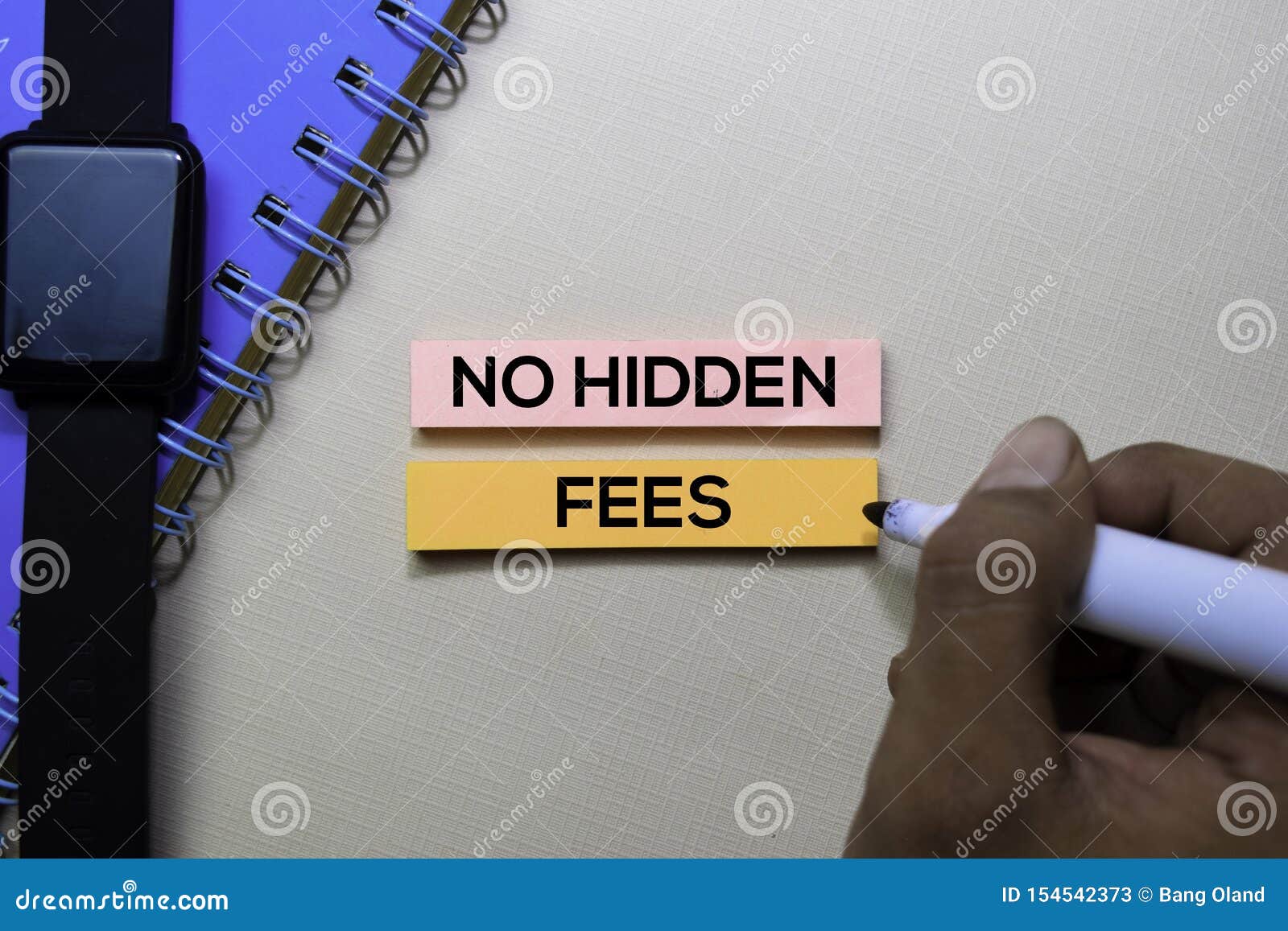 No Hidden Fees Text on Sticky Notes Isolated on Office Desk Stock Image ...