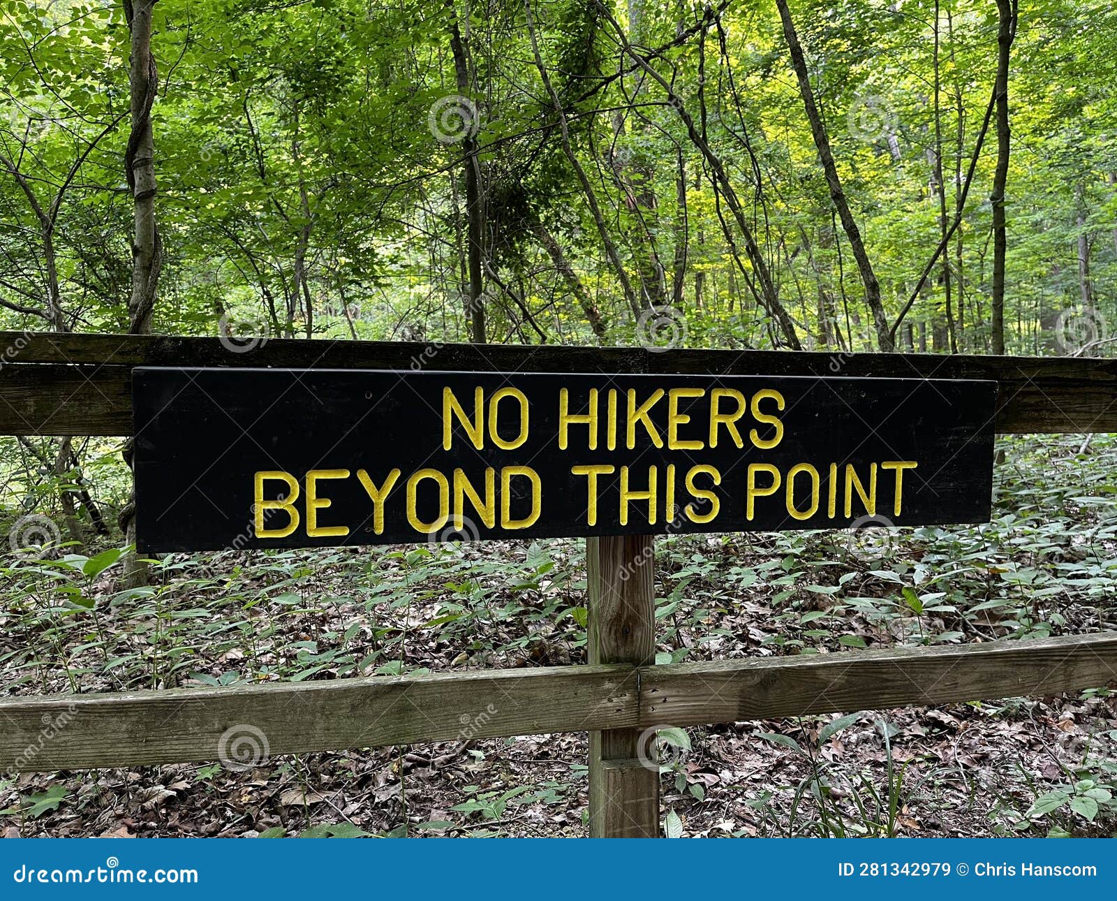No Hikers Beyond this Point Sign Stock Image - Image of trail, sign ...