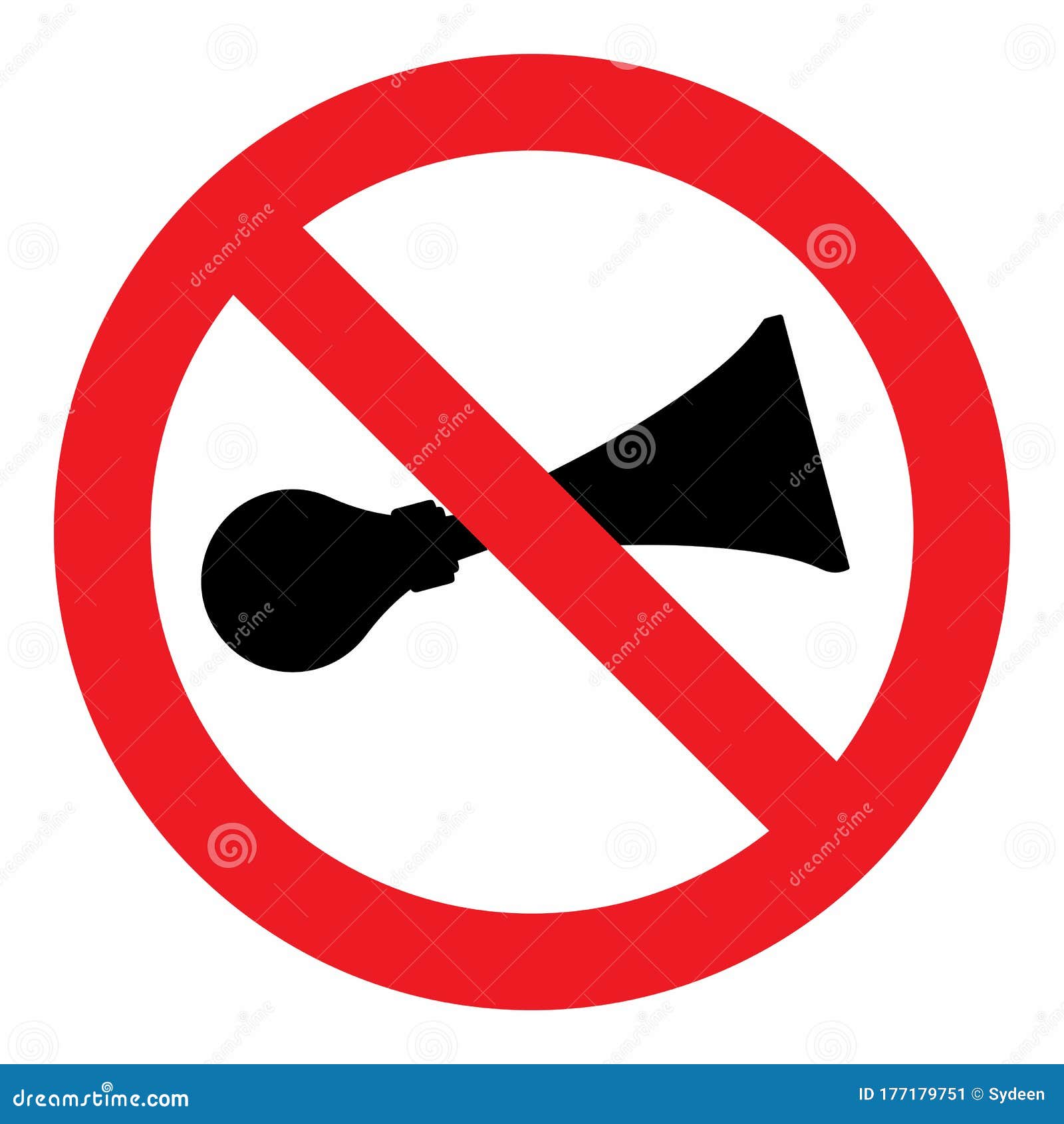 No Horn Road Sign Isolated On White Background. Crossed Out Signal Horn ...