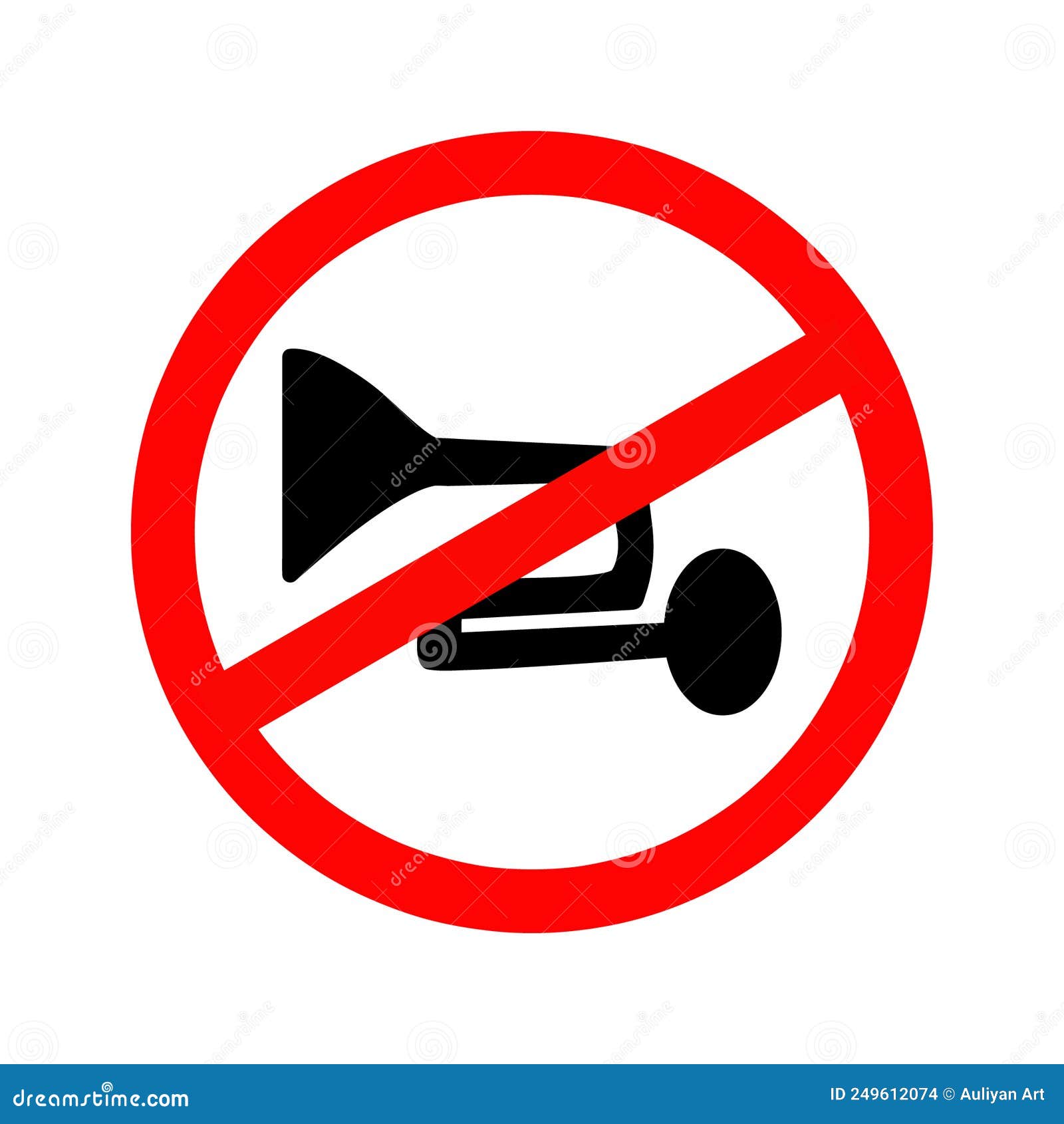 No Horn Traffic Sign. No Klaxon Traffic Sign. Illustration Vector Of No ...
