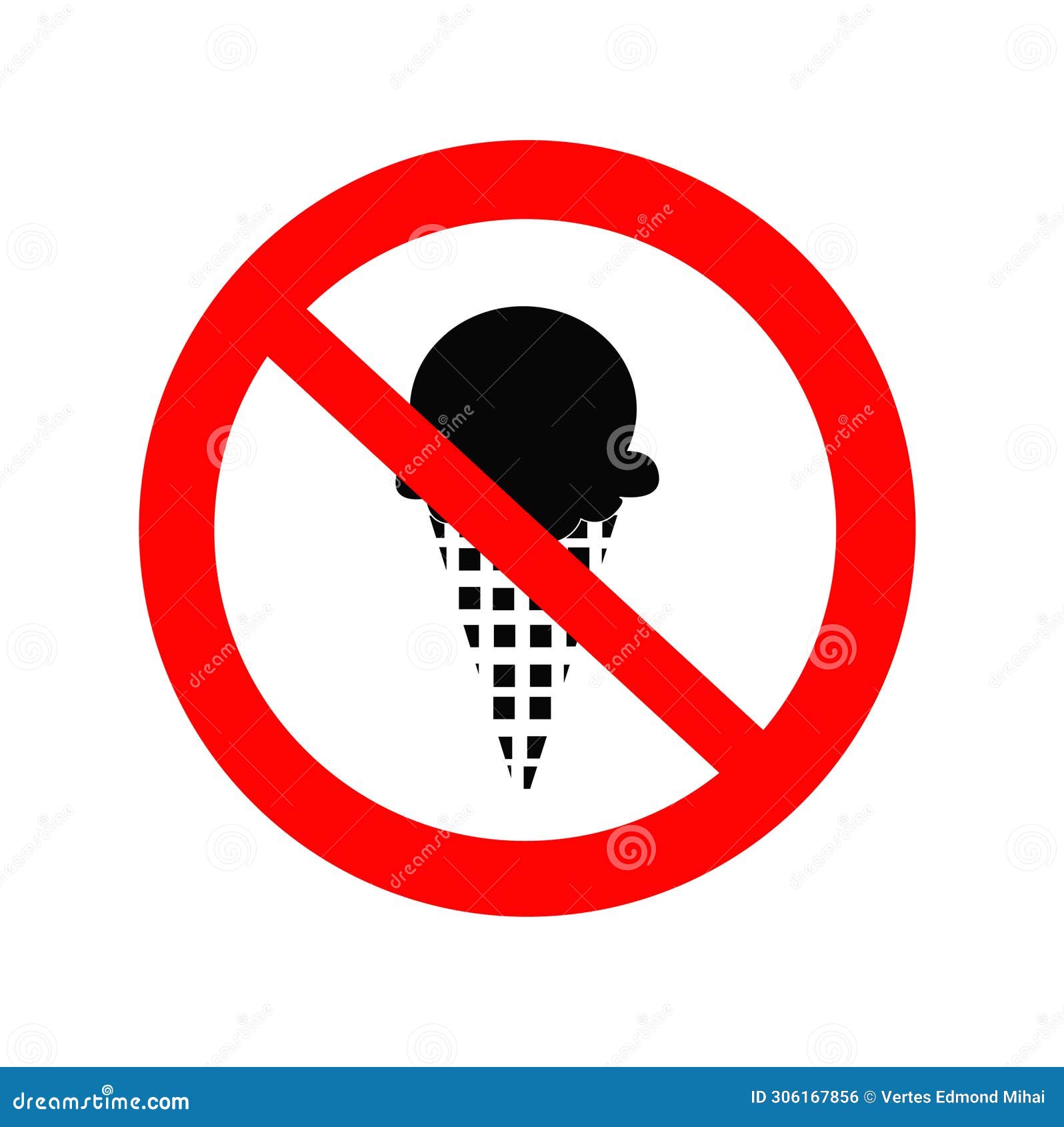 No Ice-cream, Sign Vector Illustration. Do Not Go With Ice-cream ...