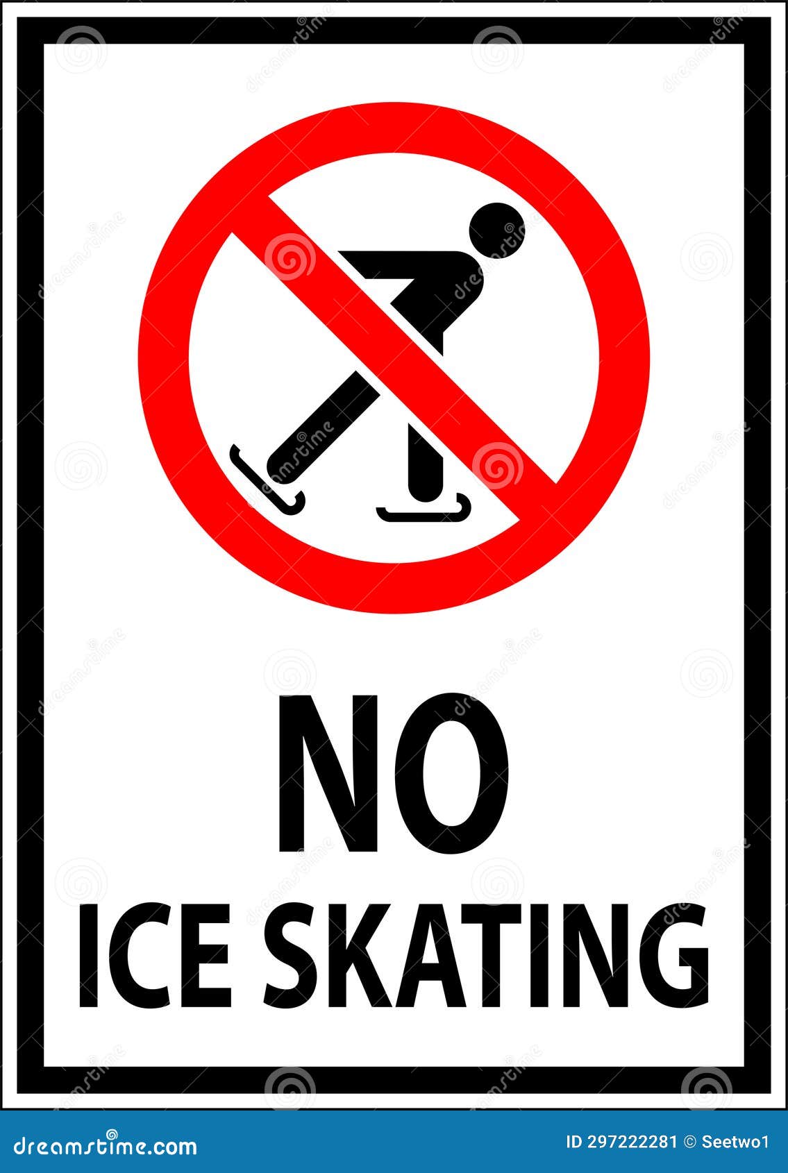 No Ice skating Sign stock vector. Illustration of beware - 297222281