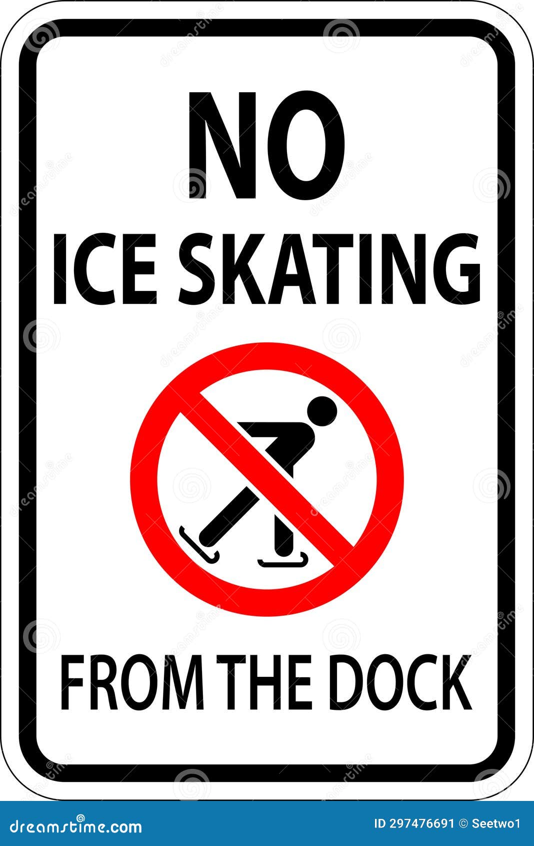 No Ice skating Sign stock vector. Illustration of dangerous - 297476691