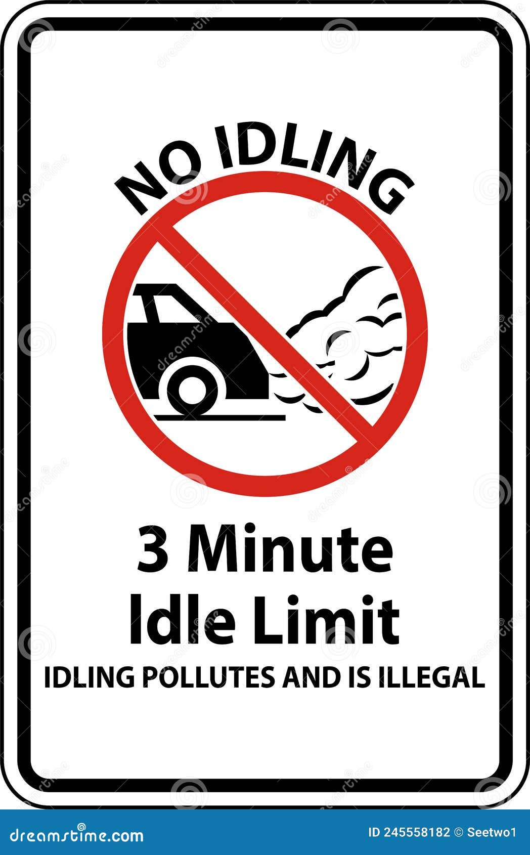 No Idling 3 Minute Idle Limit Sign on White Background Stock Vector ...