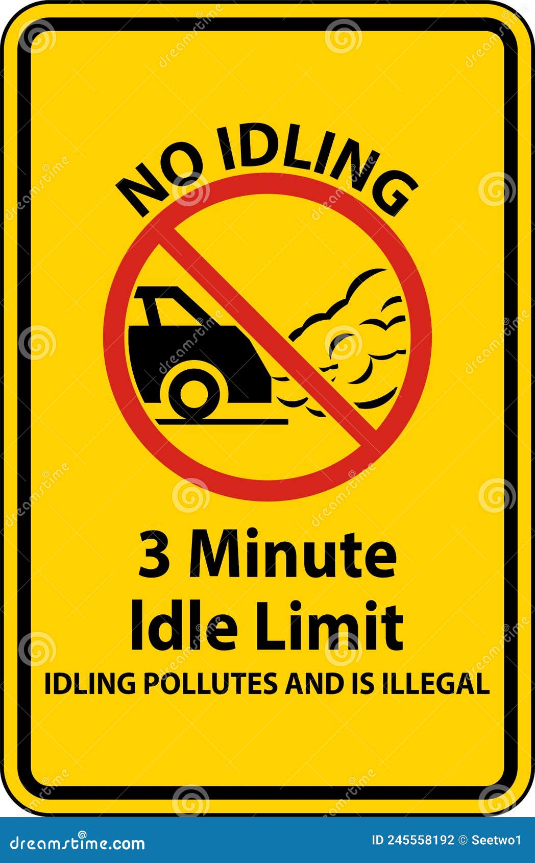 No Idling 3 Minute Idle Limit Sign on White Background Stock Vector ...