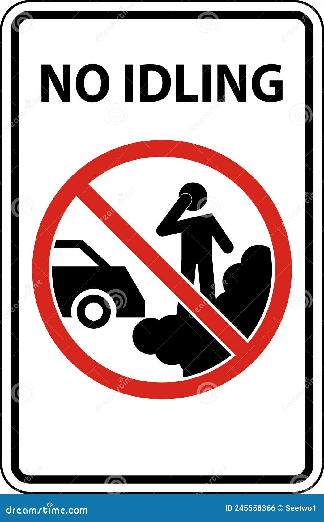 No Idling Sign on White Background Stock Vector - Illustration of ...