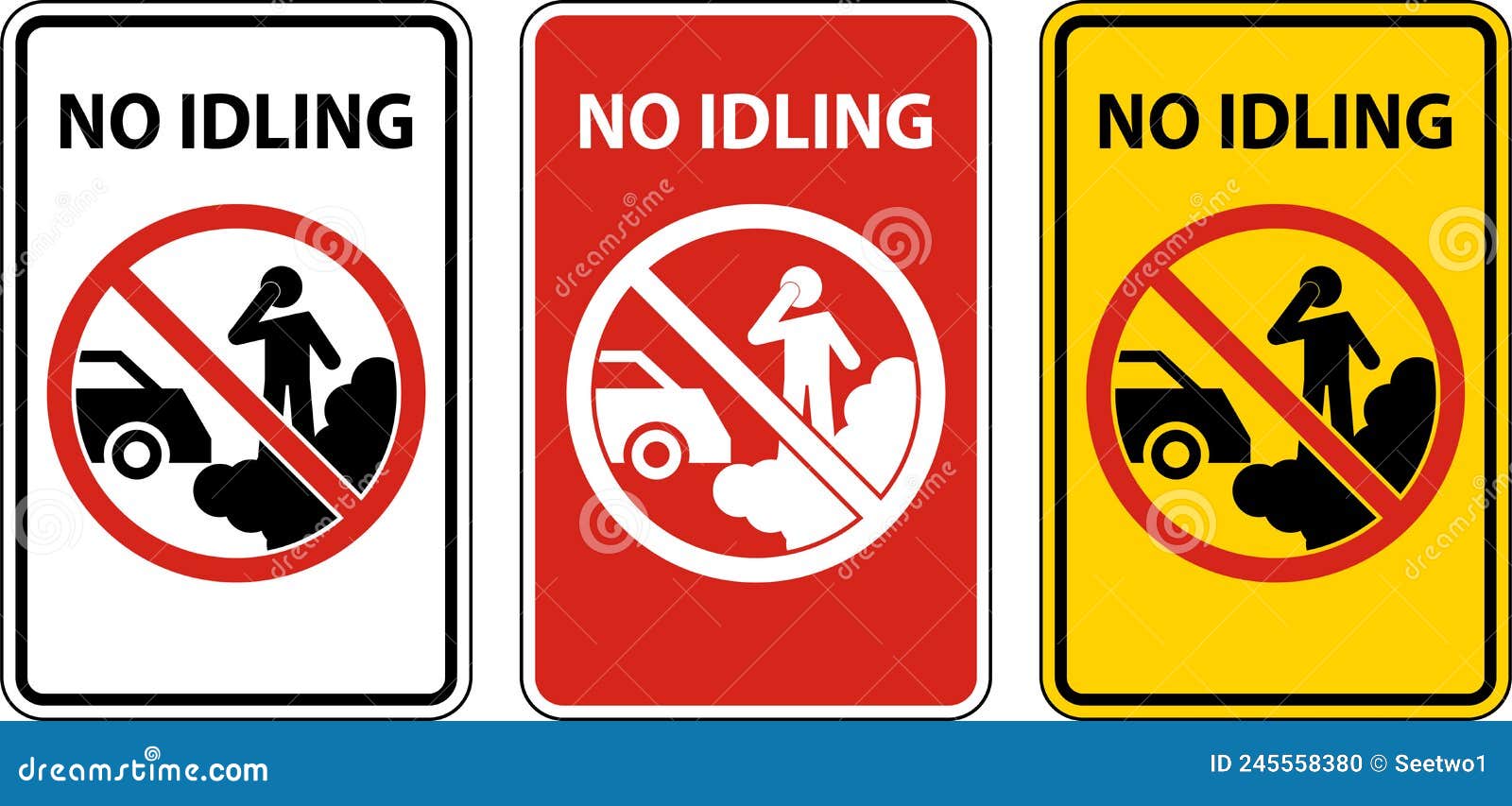 No Idling Sign on White Background Stock Vector - Illustration of ...