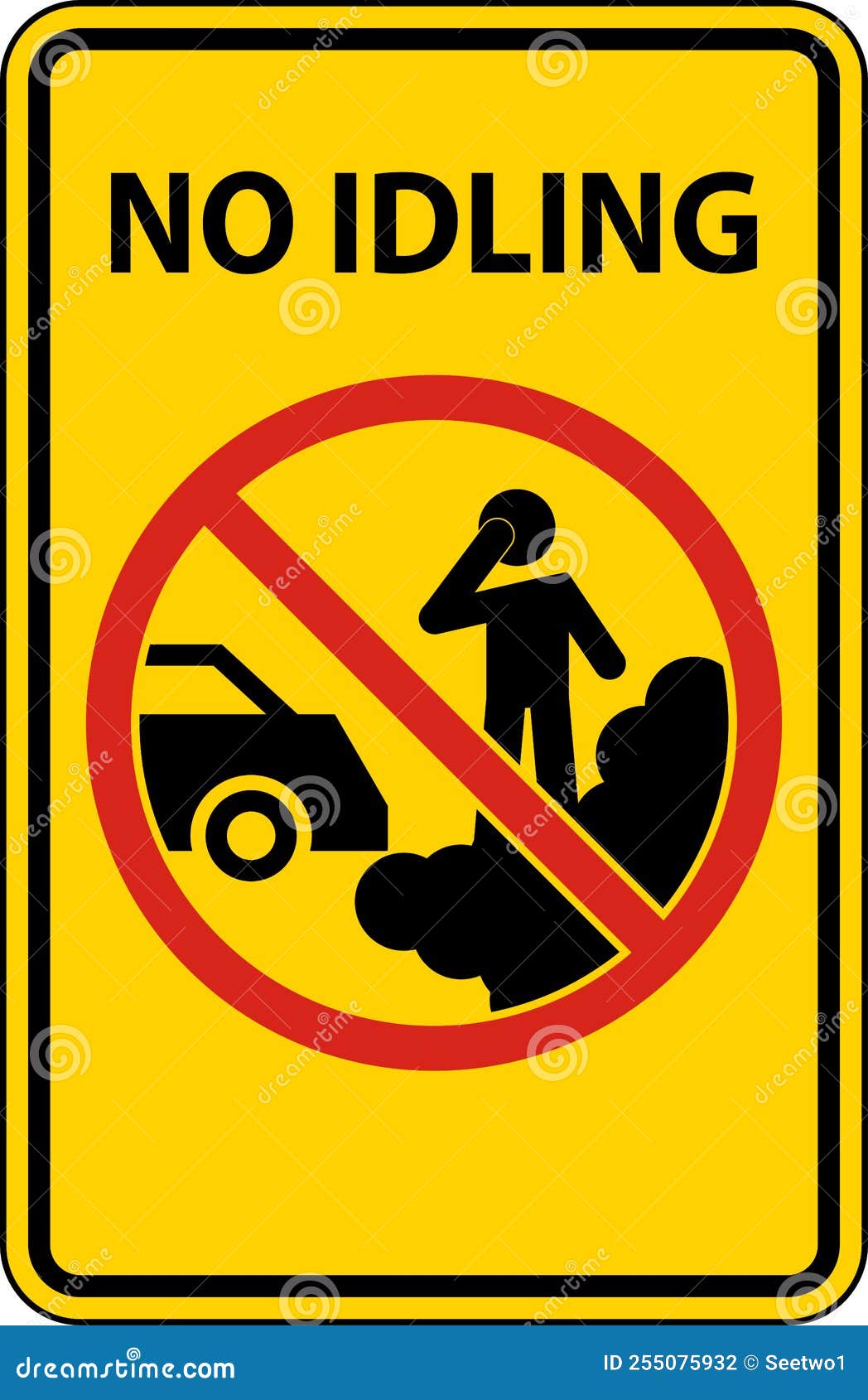 No Idling Sign on White Background Stock Vector - Illustration of ...