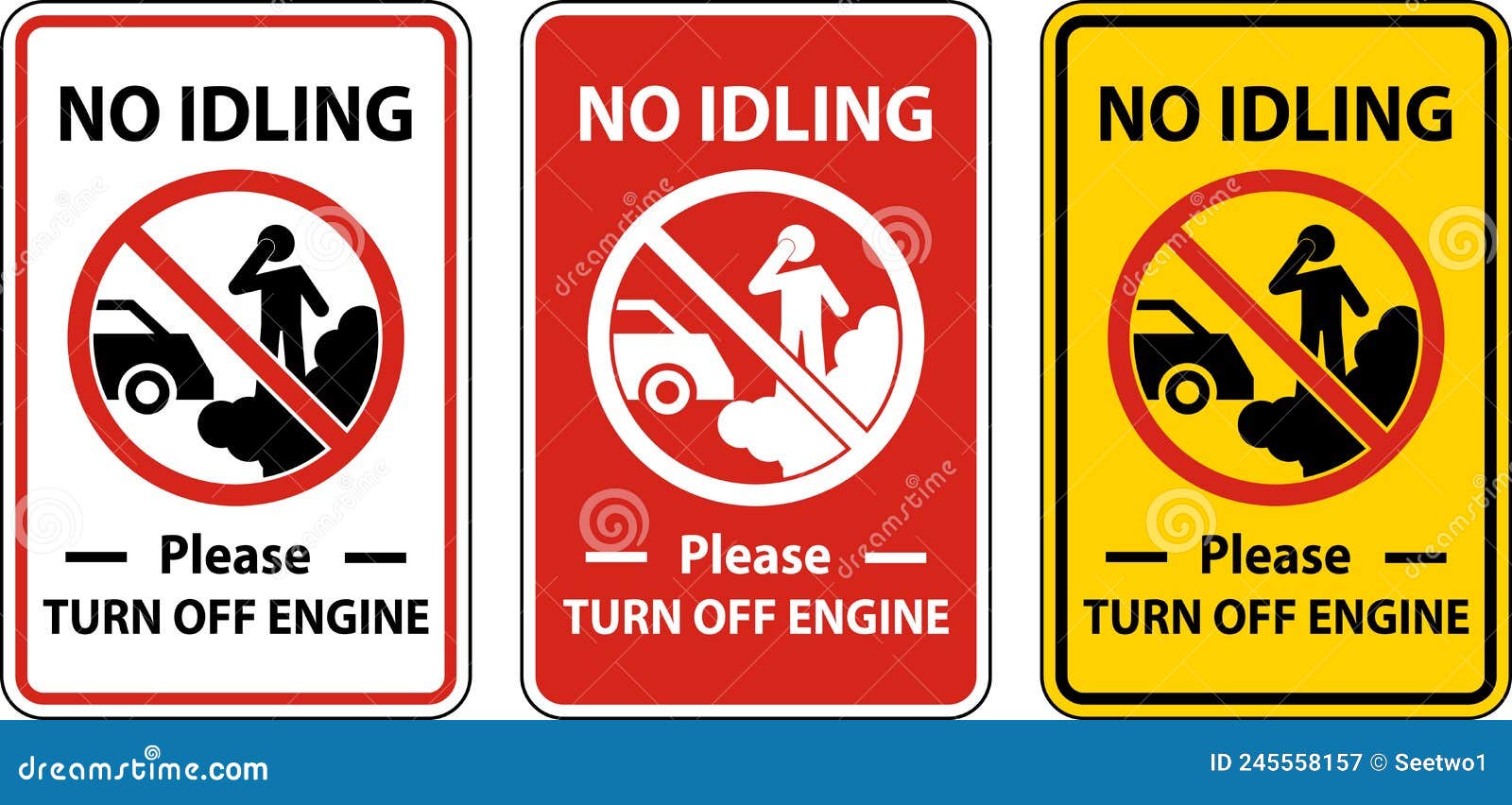 No Idling Turn Off Engine Sign on White Background Stock Vector ...