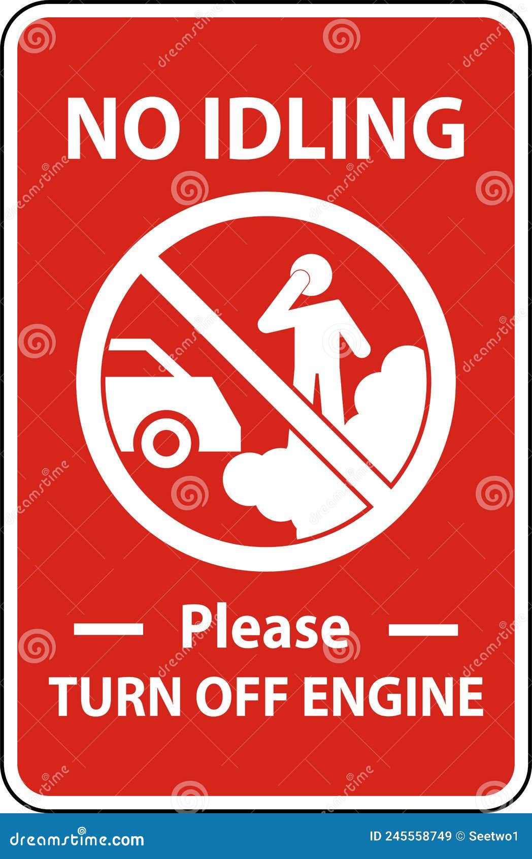 No Idling, Turn Off Engine. Prohibition Sign On White Background Vector ...