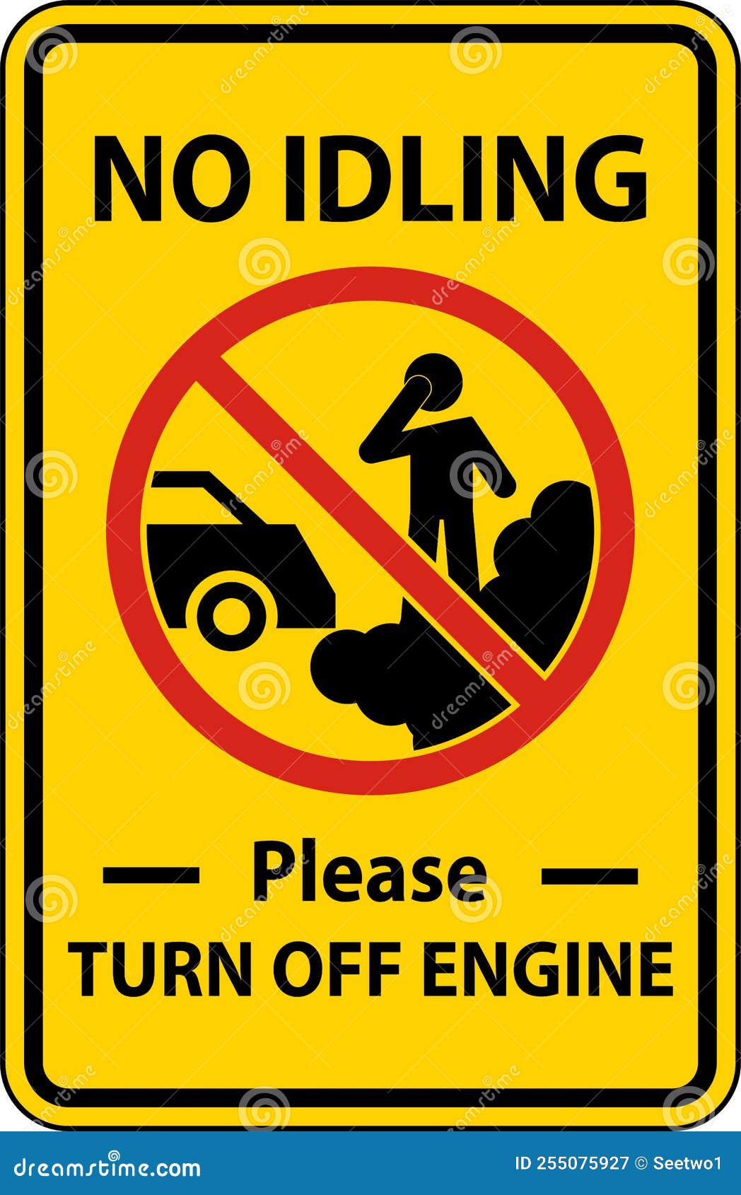 No Idling, Turn Off Engine. Prohibition Sign On White Background Vector ...