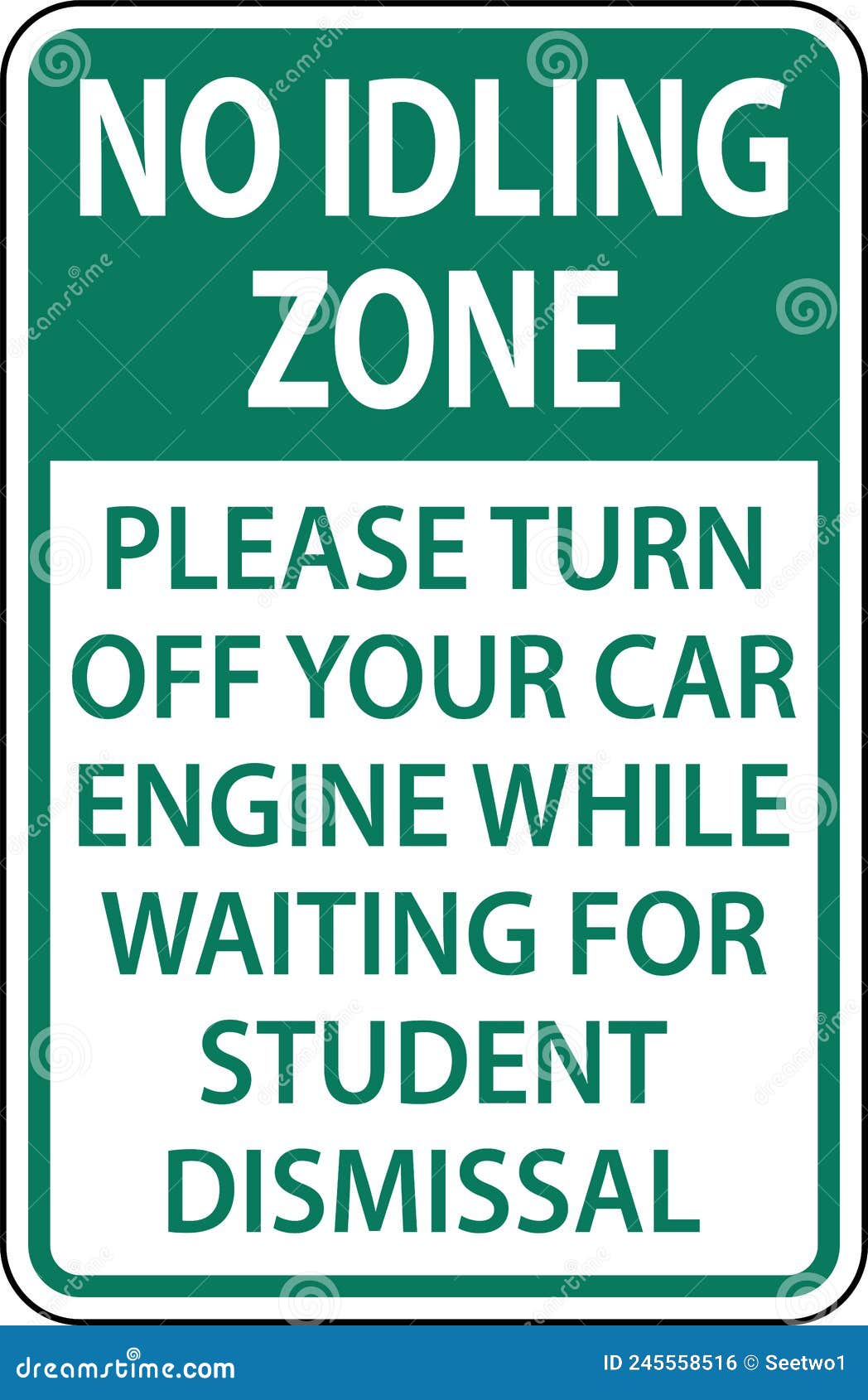 No Idling Zone Please Turn Off Engine Sign on White Background Stock ...
