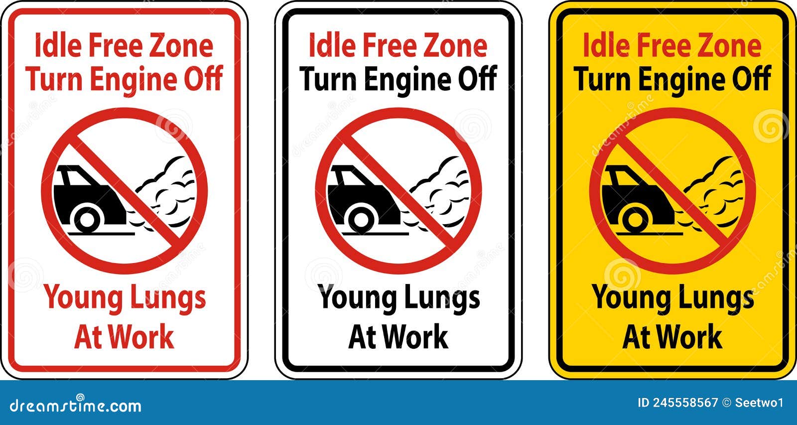 No Idling Zone Please Turn Off Engine Sign on White Background Stock ...
