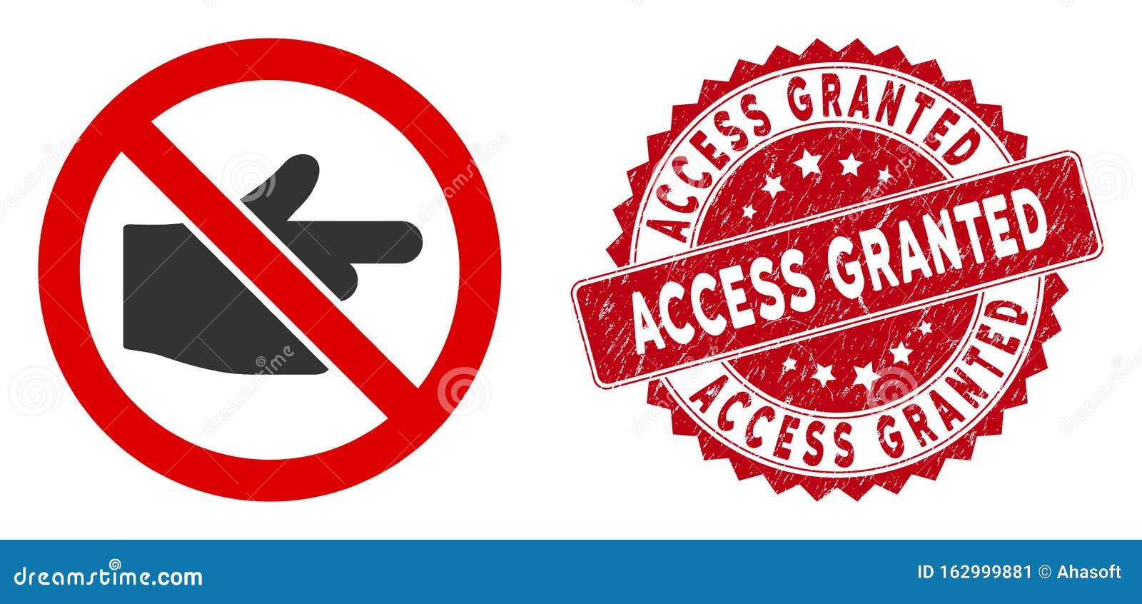 No Index Finger Icon with Textured Access Granted Seal Stock ... No Index Finger Icon with Textured Access Granted Seal Stock ...