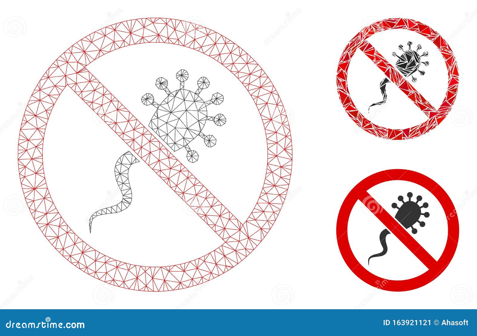 No Infection Vector Mesh Carcass Model and Triangle Mosaic Icon Stock ...