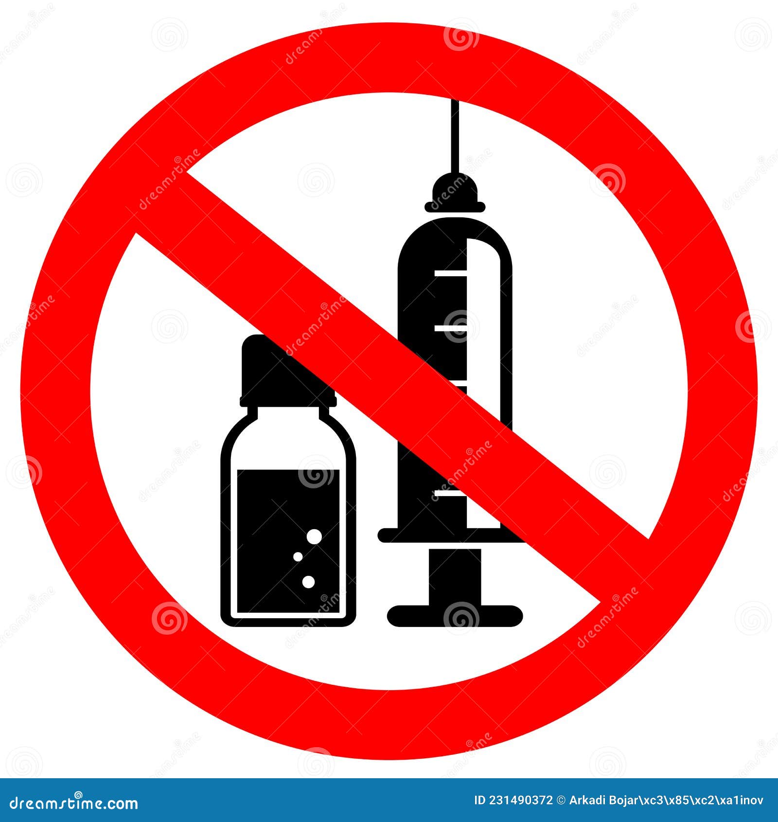 No injection vector sign stock vector. Illustration of flat - 231490372