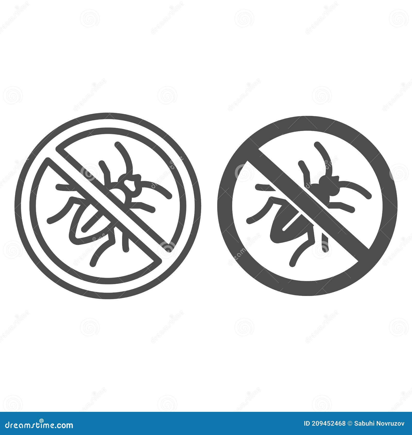 No Insects Line and Solid Icon, Pest Control Concept, Stop Cockroach ...