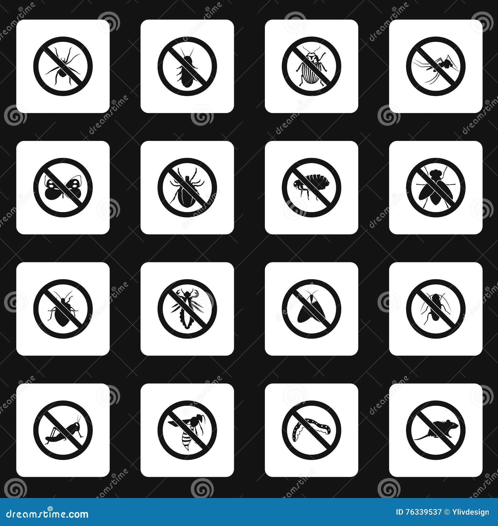 No Insects. Sign Set Cartoon Vector | CartoonDealer.com #153555629