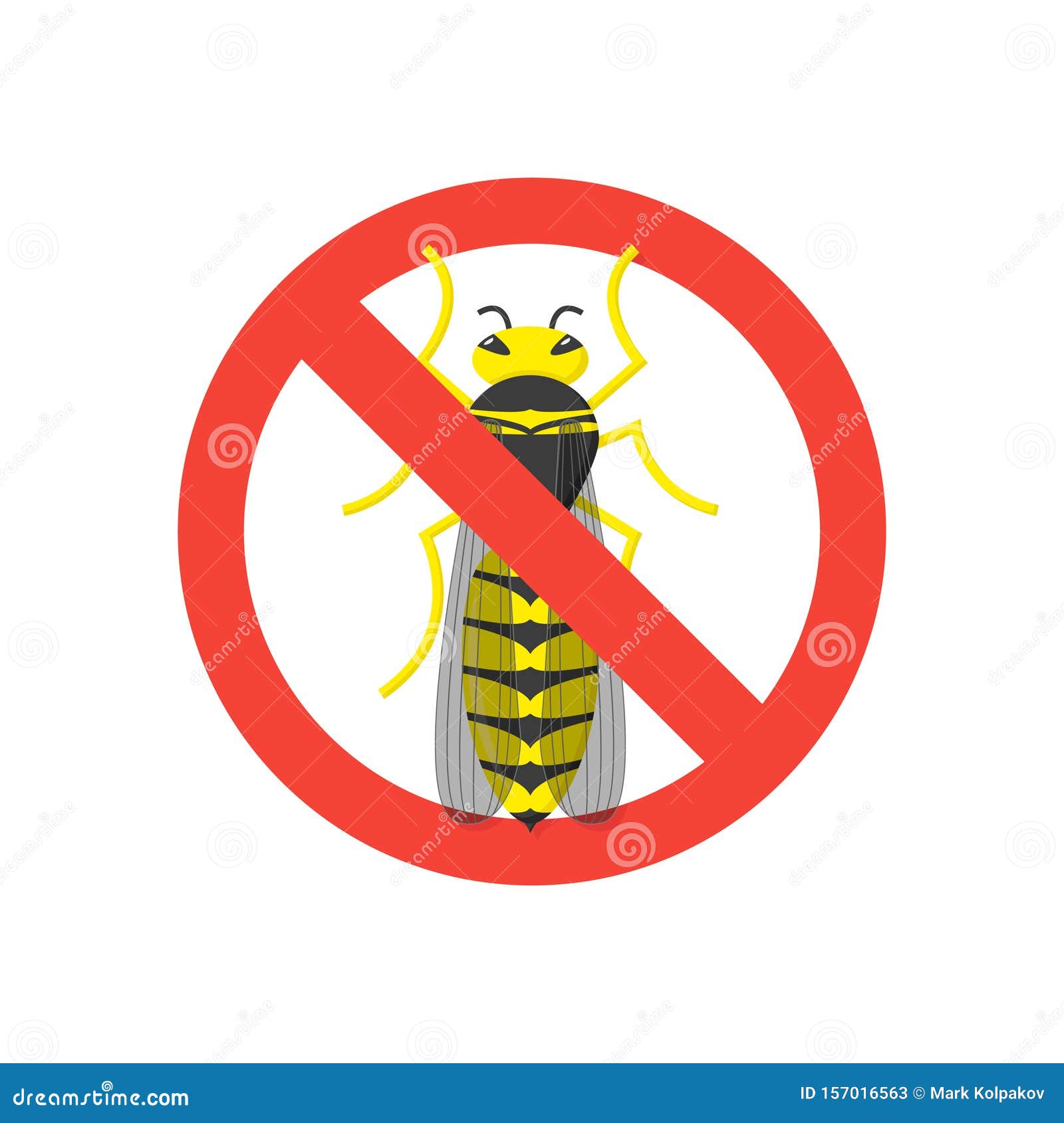 No Insects! Wasp and Sign of Ban Stock Vector - Illustration of ...