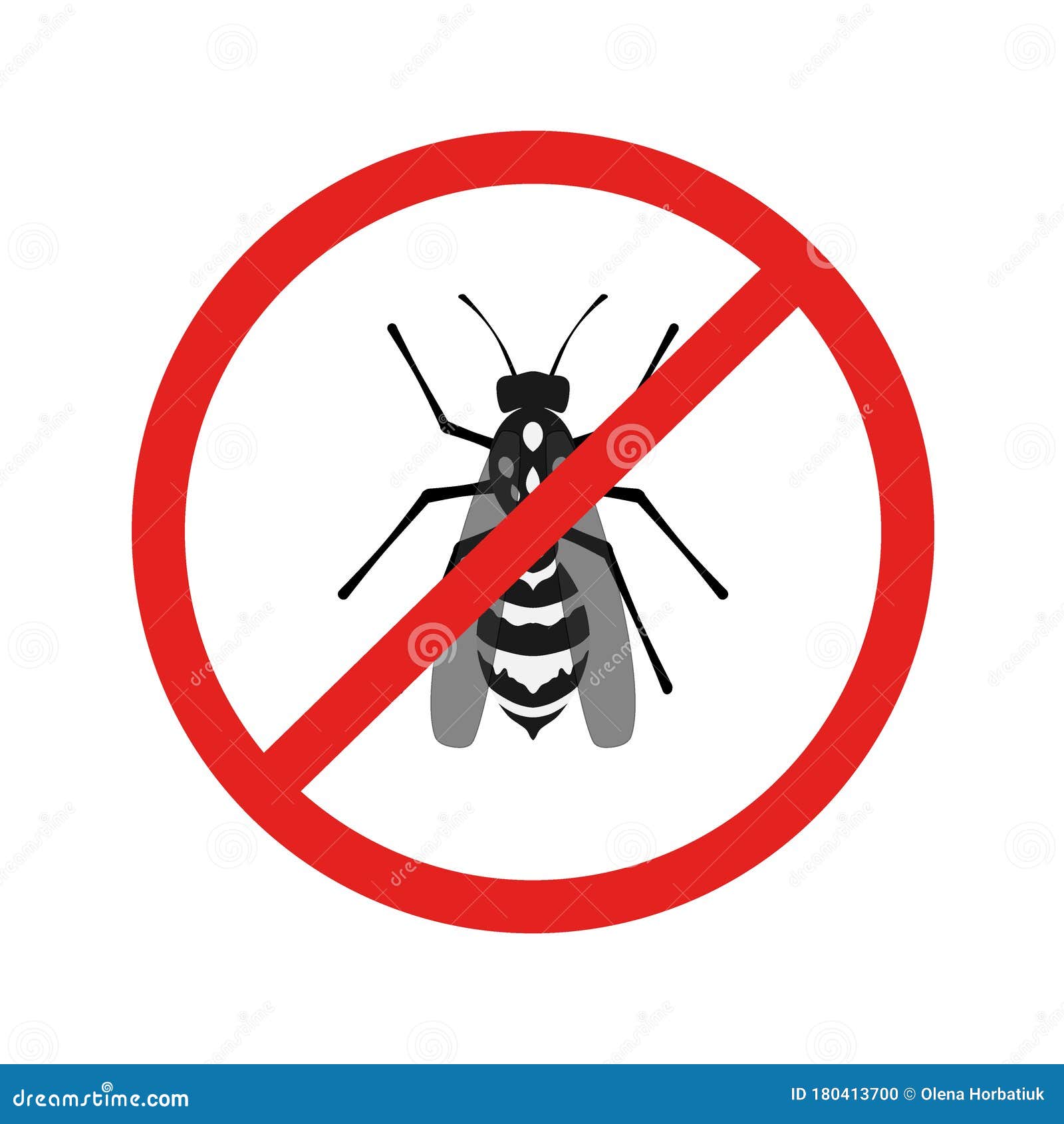 No Insects! Wasp and Sign of Ban, Flat Stock Vector - Illustration of ...