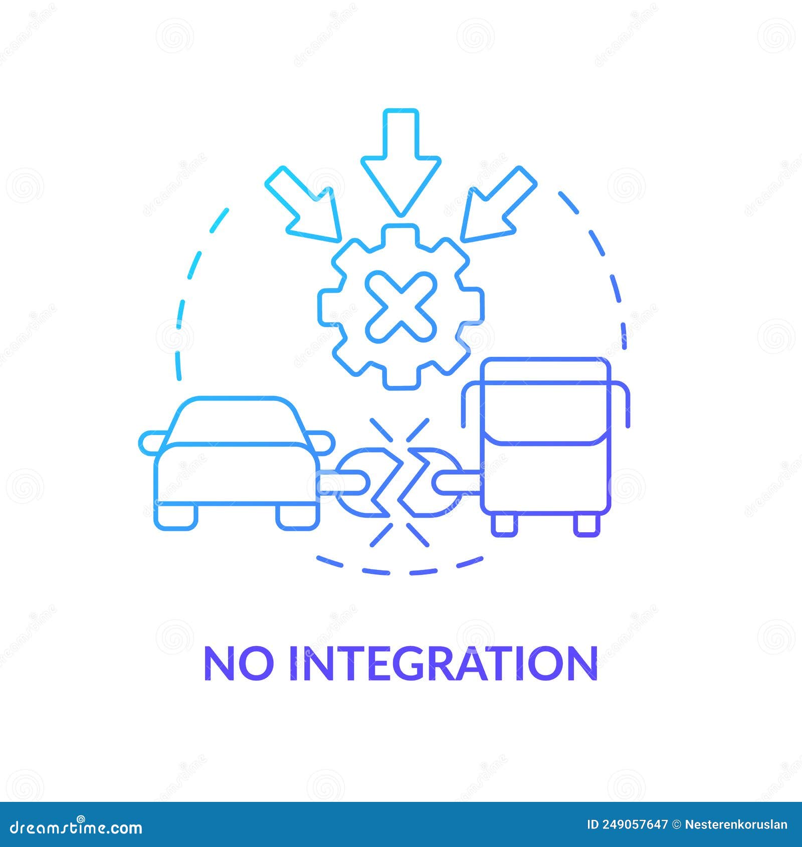 No Integration Blue Gradient Concept Icon Stock Vector - Illustration ...