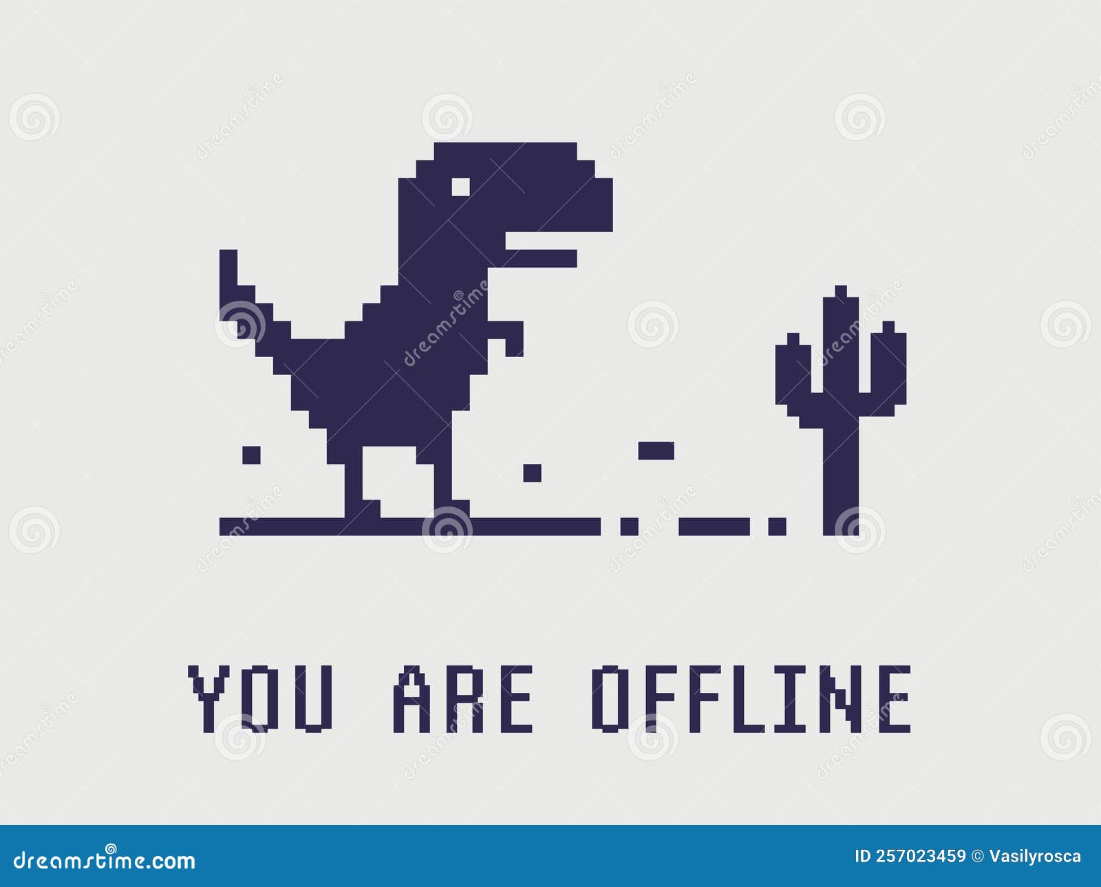 No Internet Connection Pixel Dinosaur Offline Art Bad Connection Vector ...