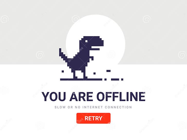 No Internet Connection Pixel Dinosaur Offline Art Bad Connection Vector ...