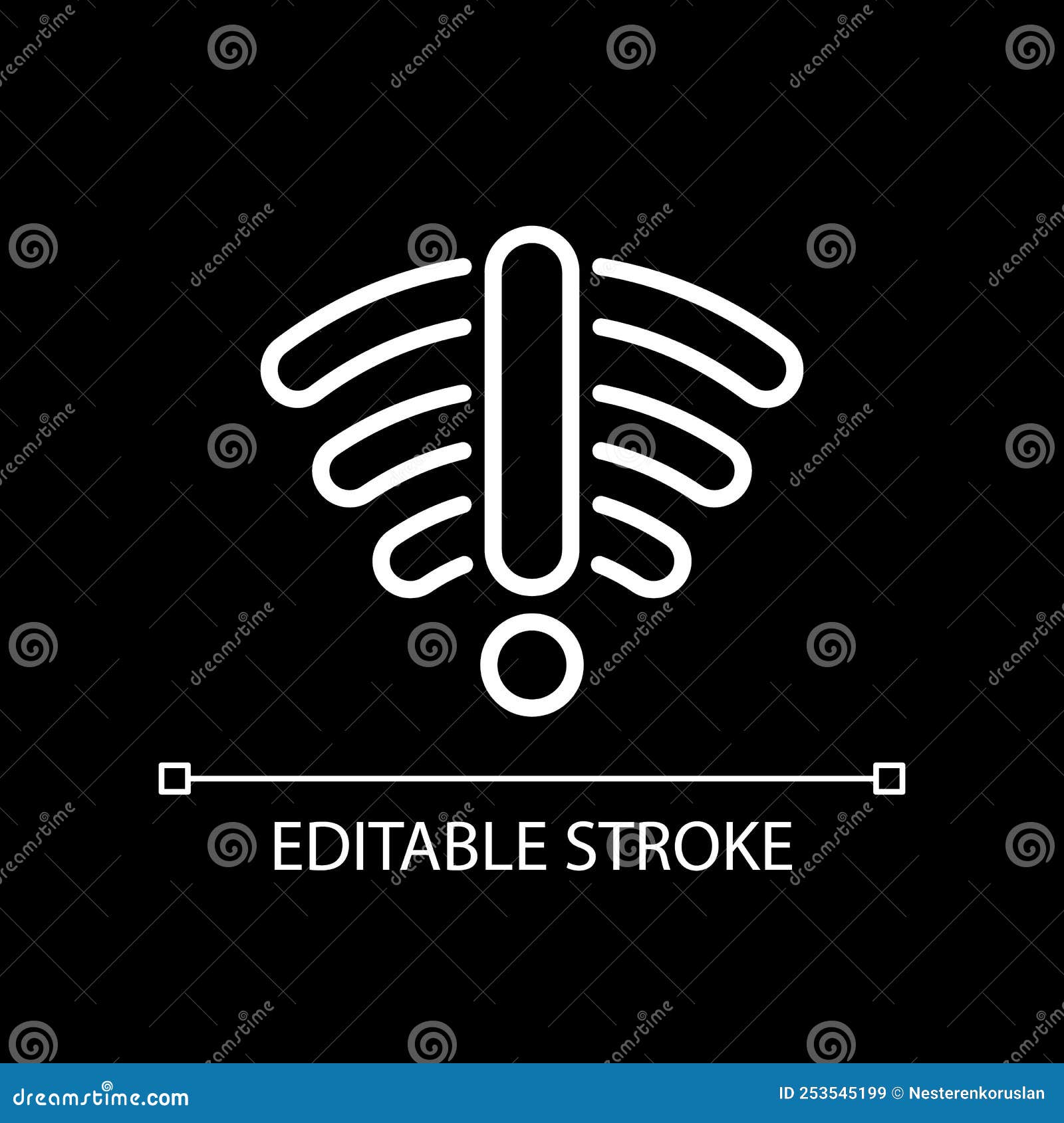 No Internet Connection White Linear Icon for Dark Theme Stock Vector ...