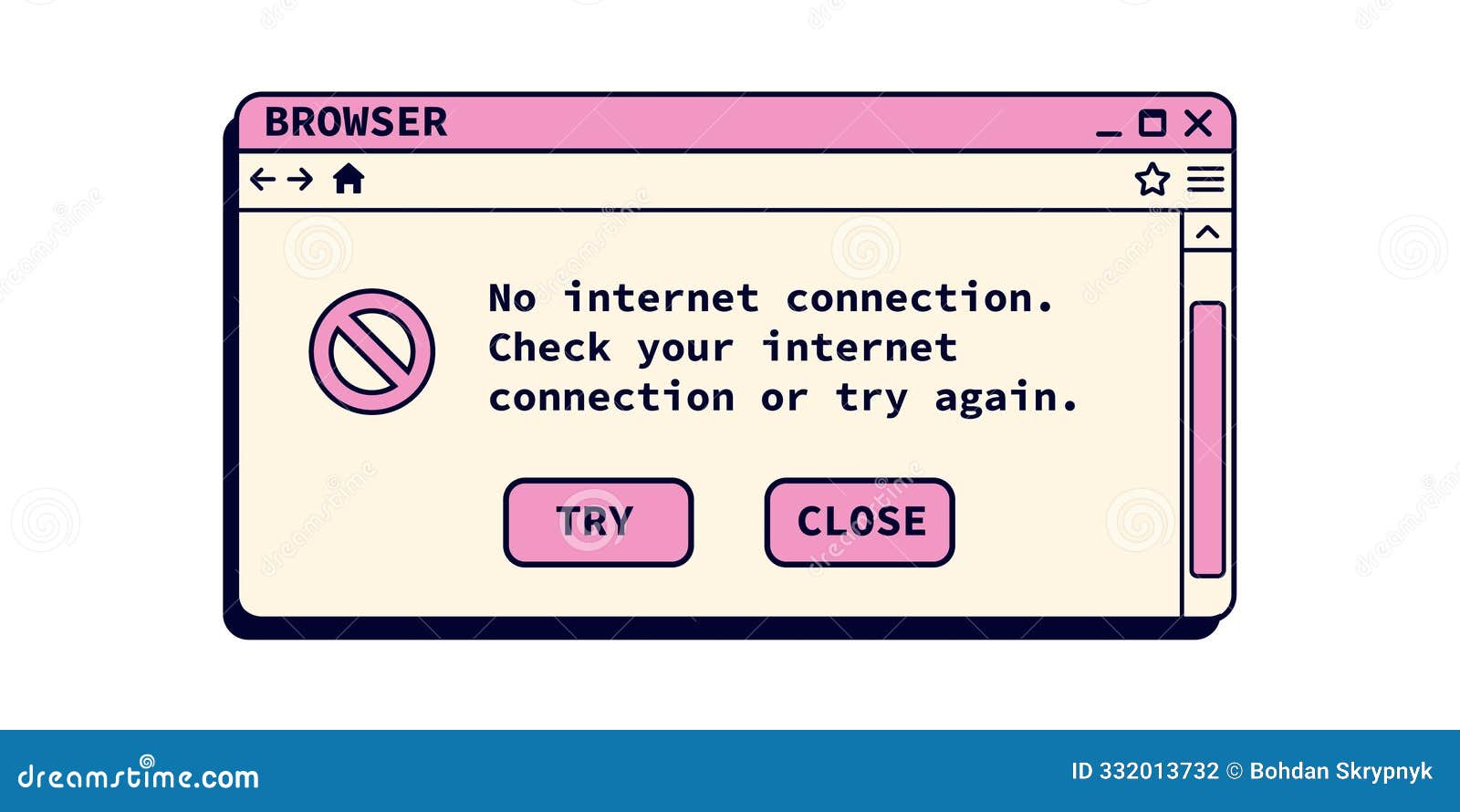 No Internet Connection Window in Retro Style. Stock Illustration ...