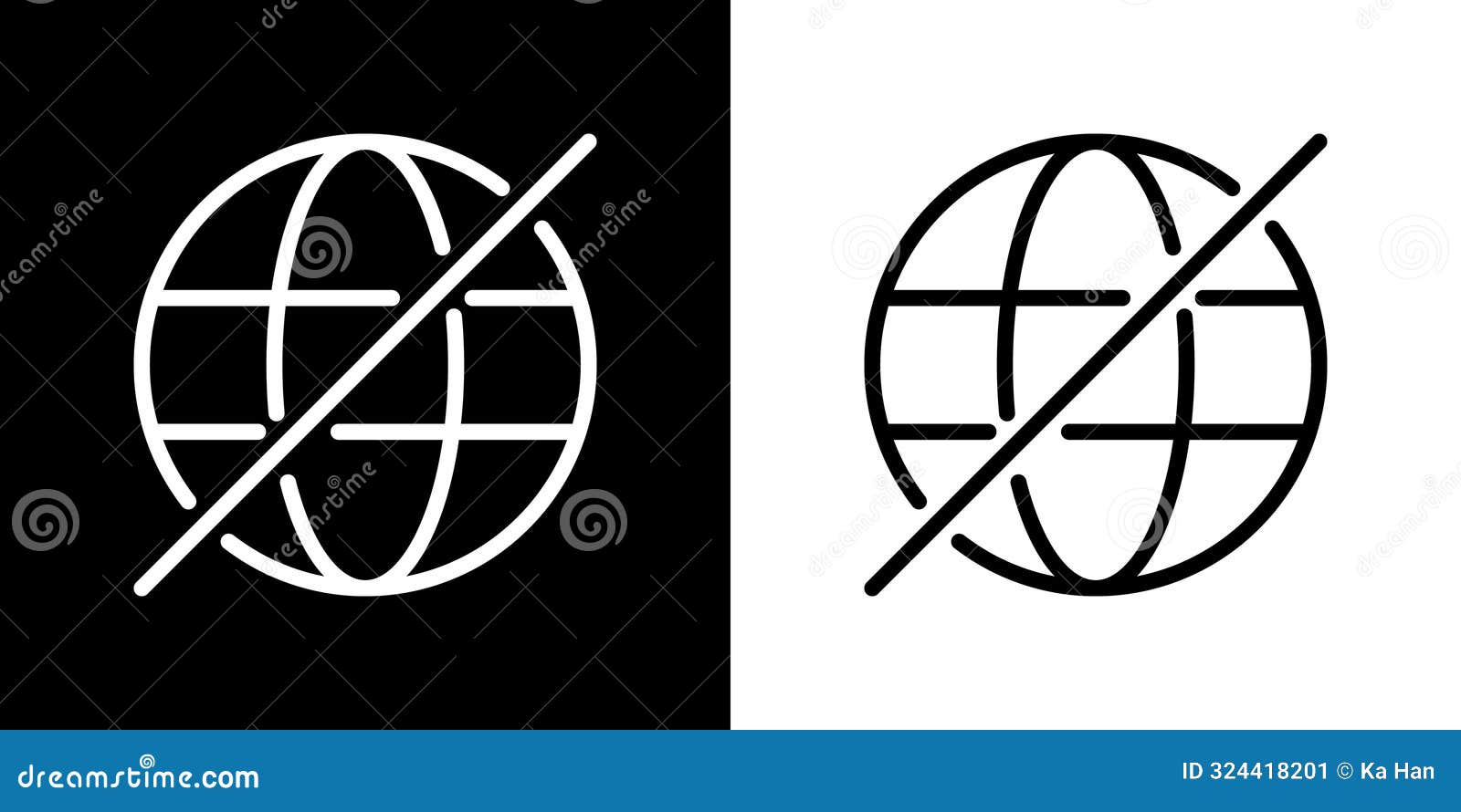 No Internet, Crossed Out Globe Icon. Offline, Network Off Concept Stock ...