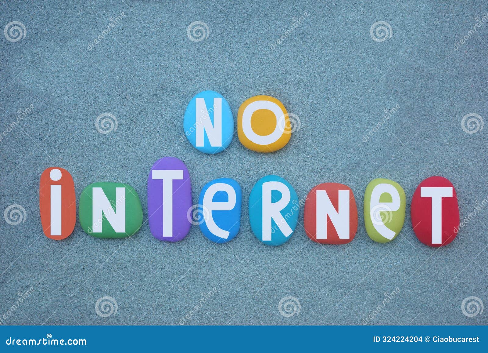 No Internet, No Connection Message Composed with Multi Colored Stone ...