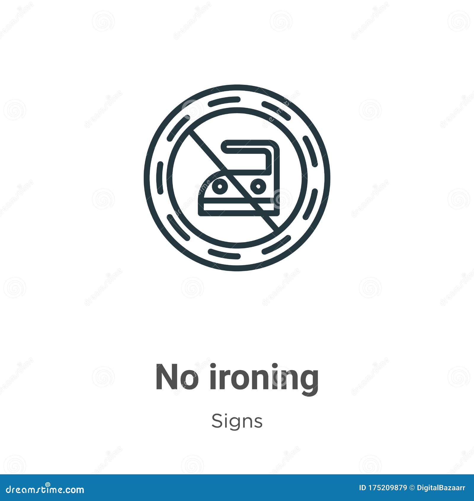 No Ironing Outline Vector Icon. Thin Line Black No Ironing Icon, Flat ...