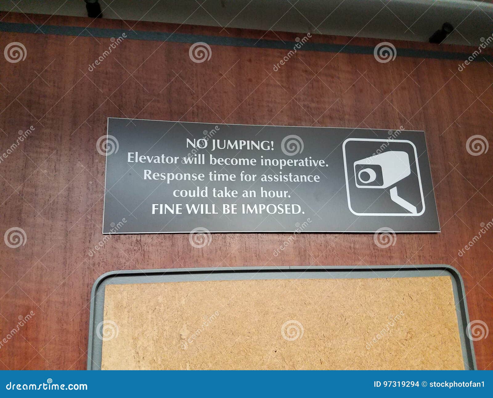 No Jumping Sign on Elevator Stock Photo - Image of caution, fine: 97319294