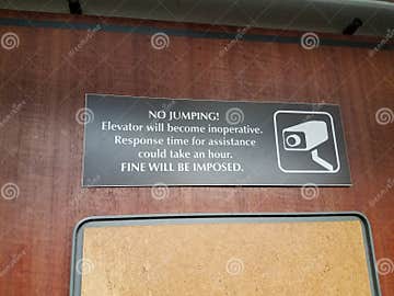 No Jumping Sign on Elevator Stock Photo - Image of caution, fine: 97319294