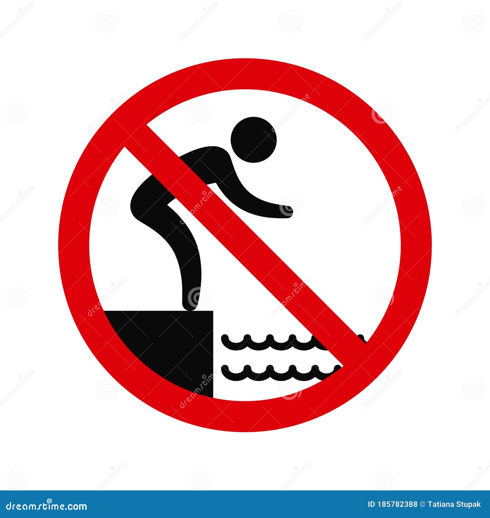 No Jumping into Water Hazard Warning Sign. Vector Stock Vector ...