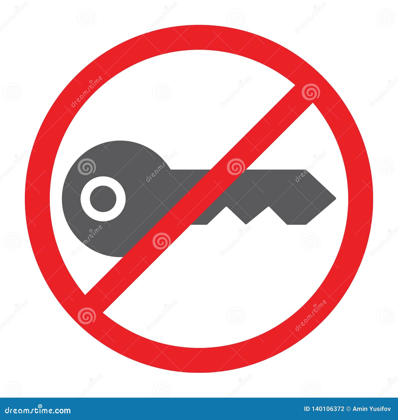No Key Glyph Icon, Prohibited and Ban, Key Forbidden Sign, Vector ...