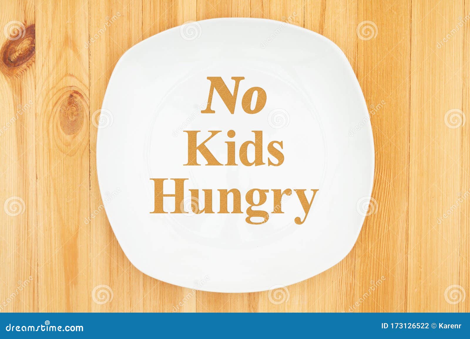 No Kids Hungry Message on White Empty Plate Stock Photo - Image of ...