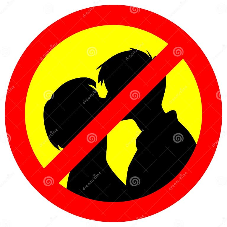 No Kissing or Public Affection Allowed Warning Sign Vector Graphics ...