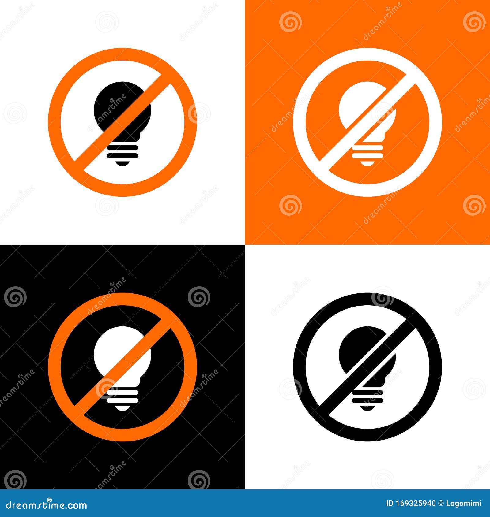 No Lamp Sign, Forbidden Lightbulb Icon - Vector Stock Vector ...